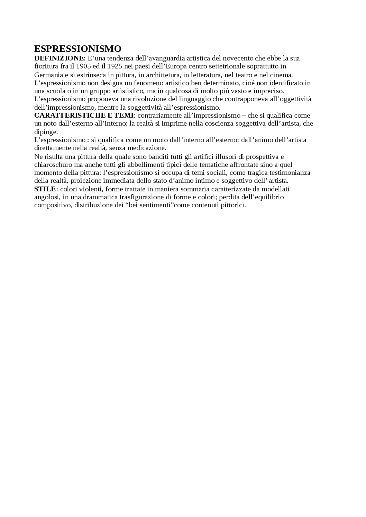 Espressionismo - Docsity