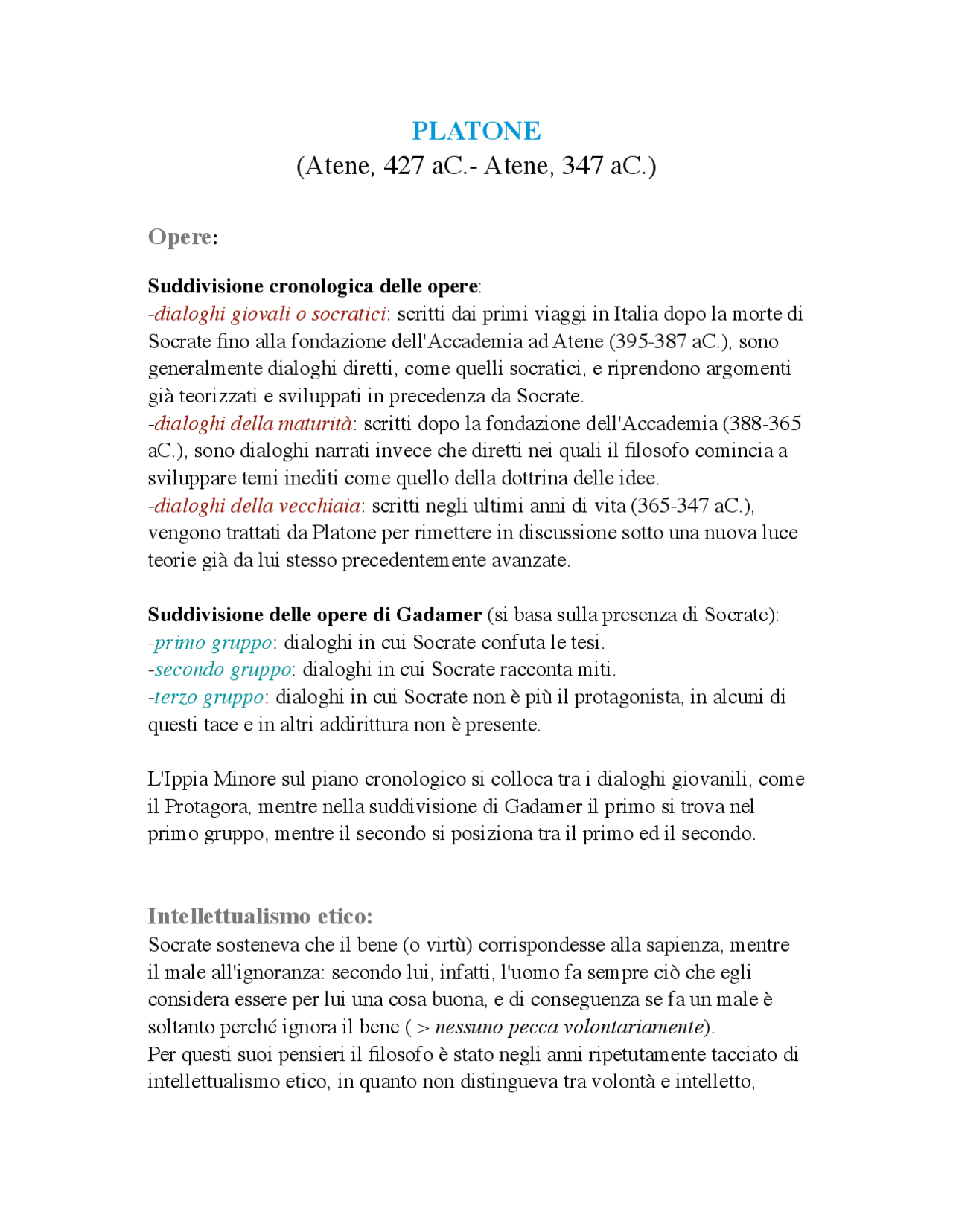 Ippia minore - trama e analisi | Appunti di Greco | Docsity