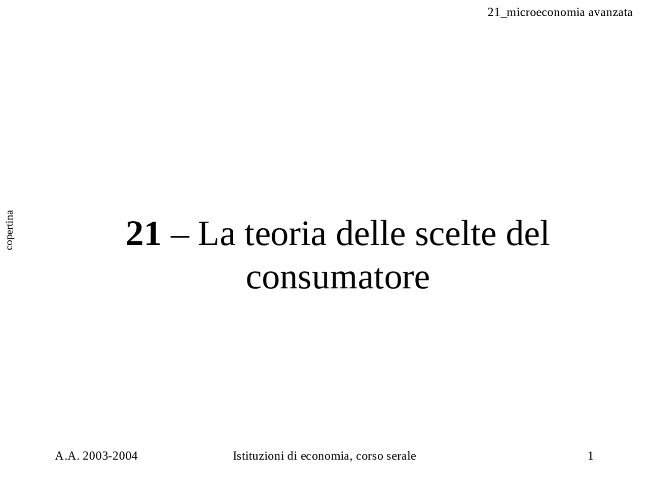 21 Microeconomia Avanzata Docsity