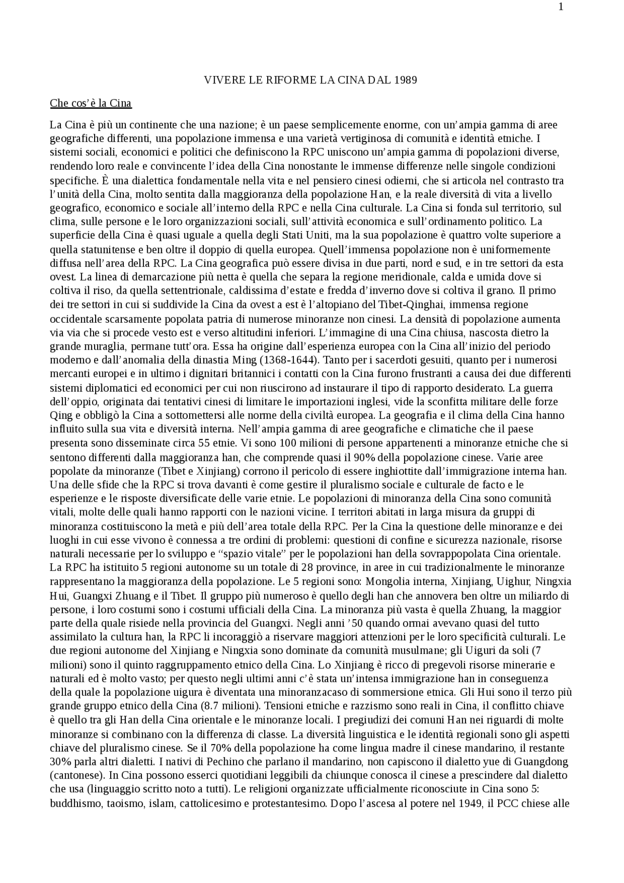 Vivere Le Riforme Cheek Docsity