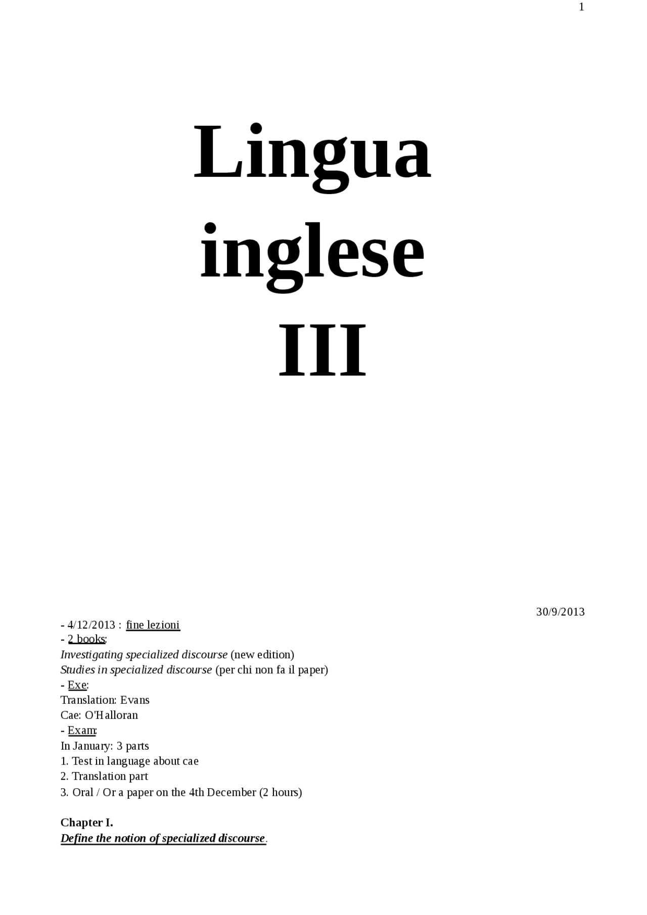 Lingua Inglese Iii Docsity