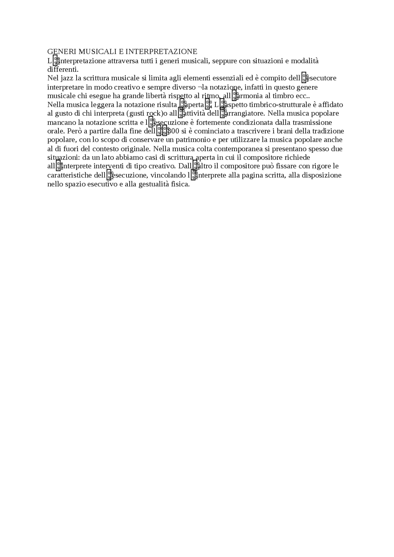 Generi Musicale E Interpretazione Docsity