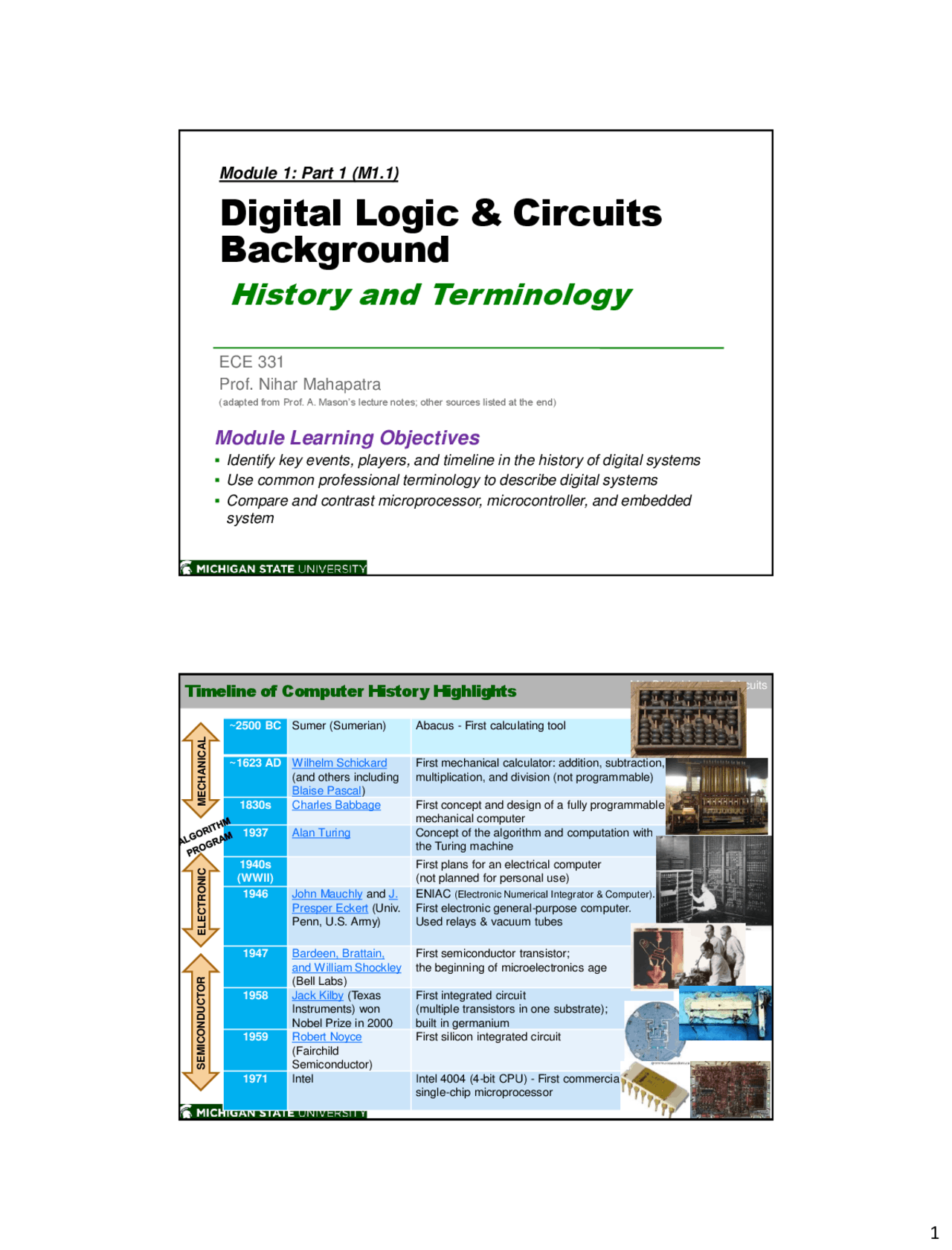 Digital Logic And Circuit Background Lecture Notes Ece 331 Docsity
