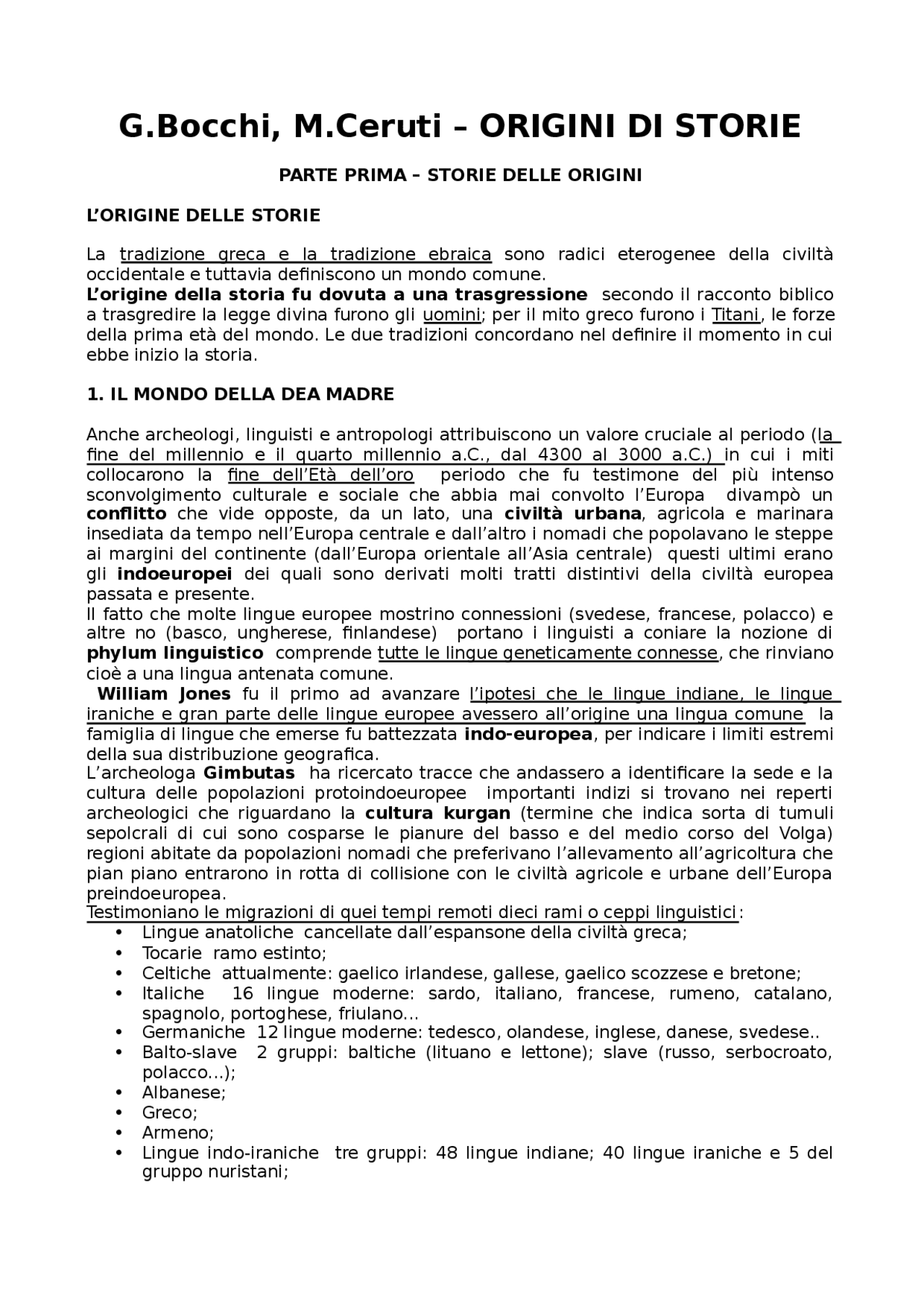 Gbocchi Mceruti Origini Di Storie Docsity