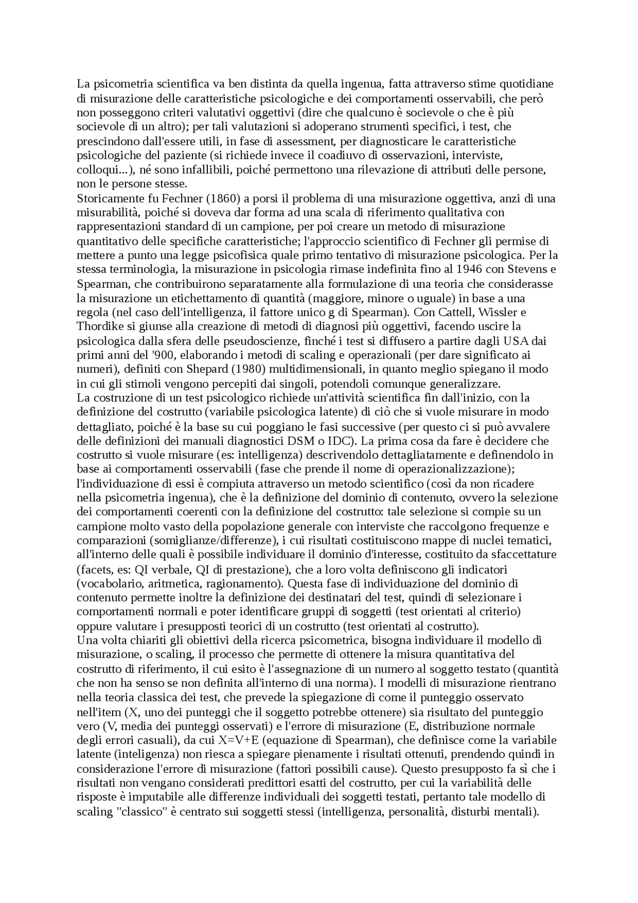 Teoria E Tecnica Psicometrica Docsity