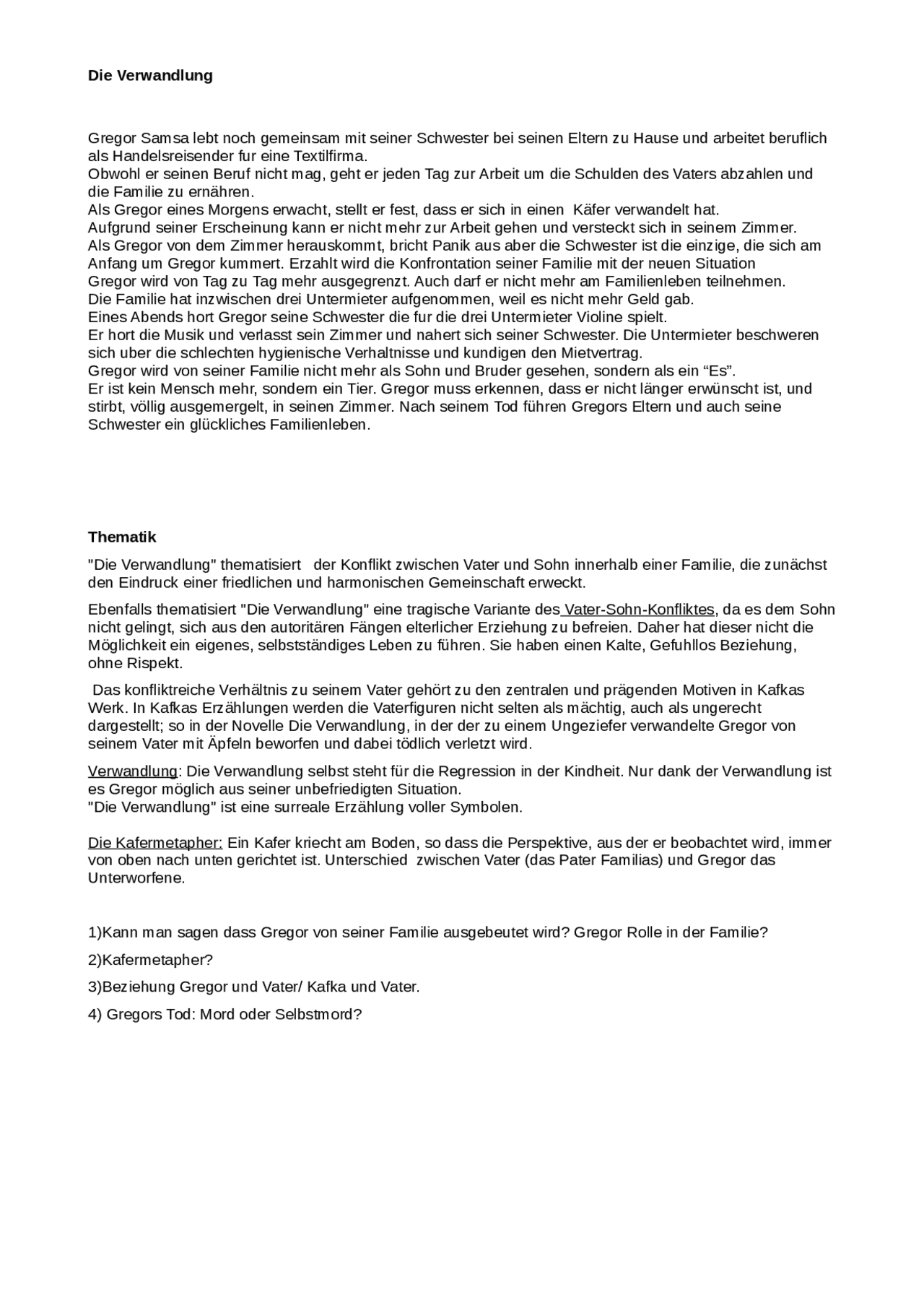 Die Verwandlung Docsity