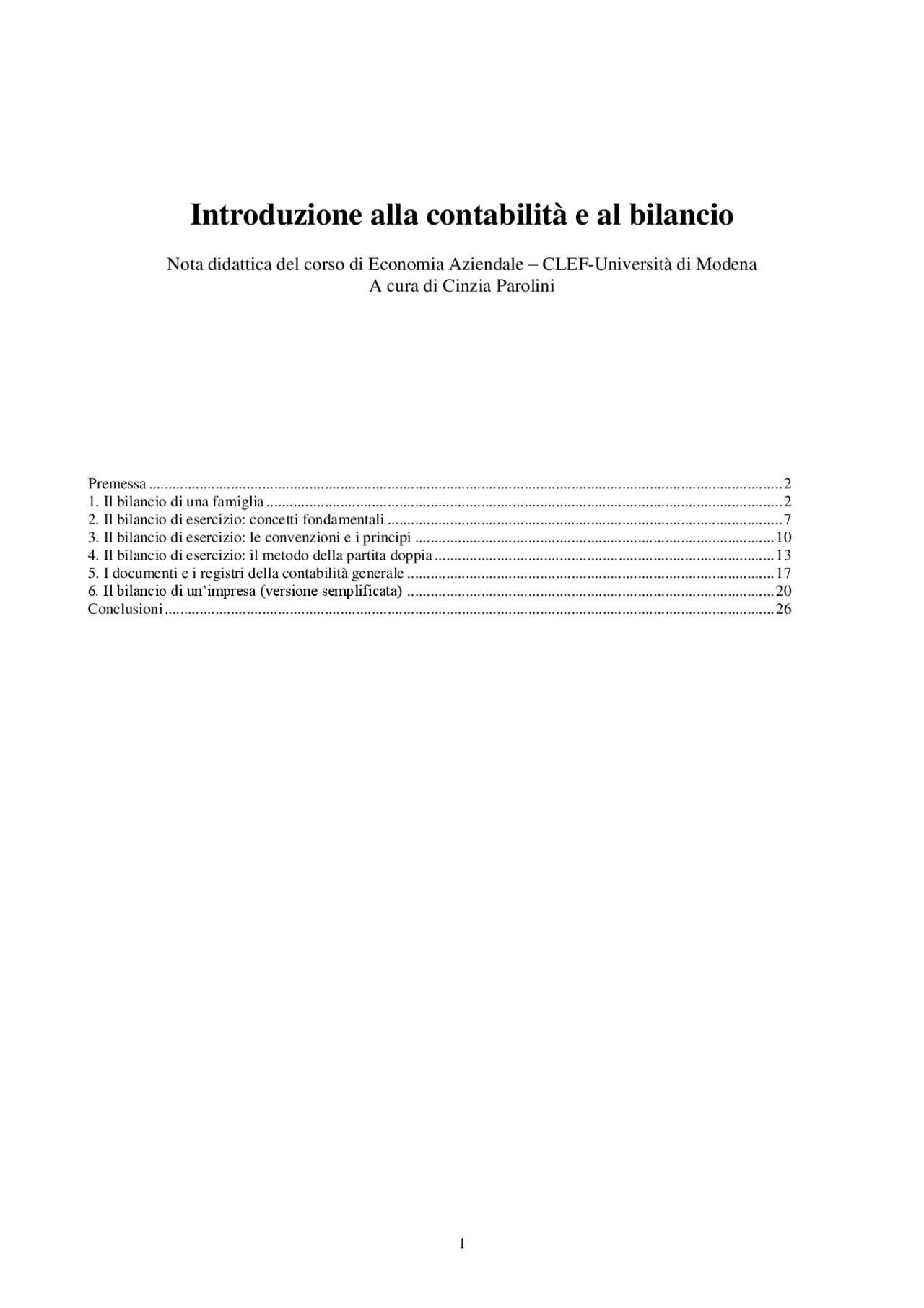 Nota introduttiva contabilità e bilancio - Docsity