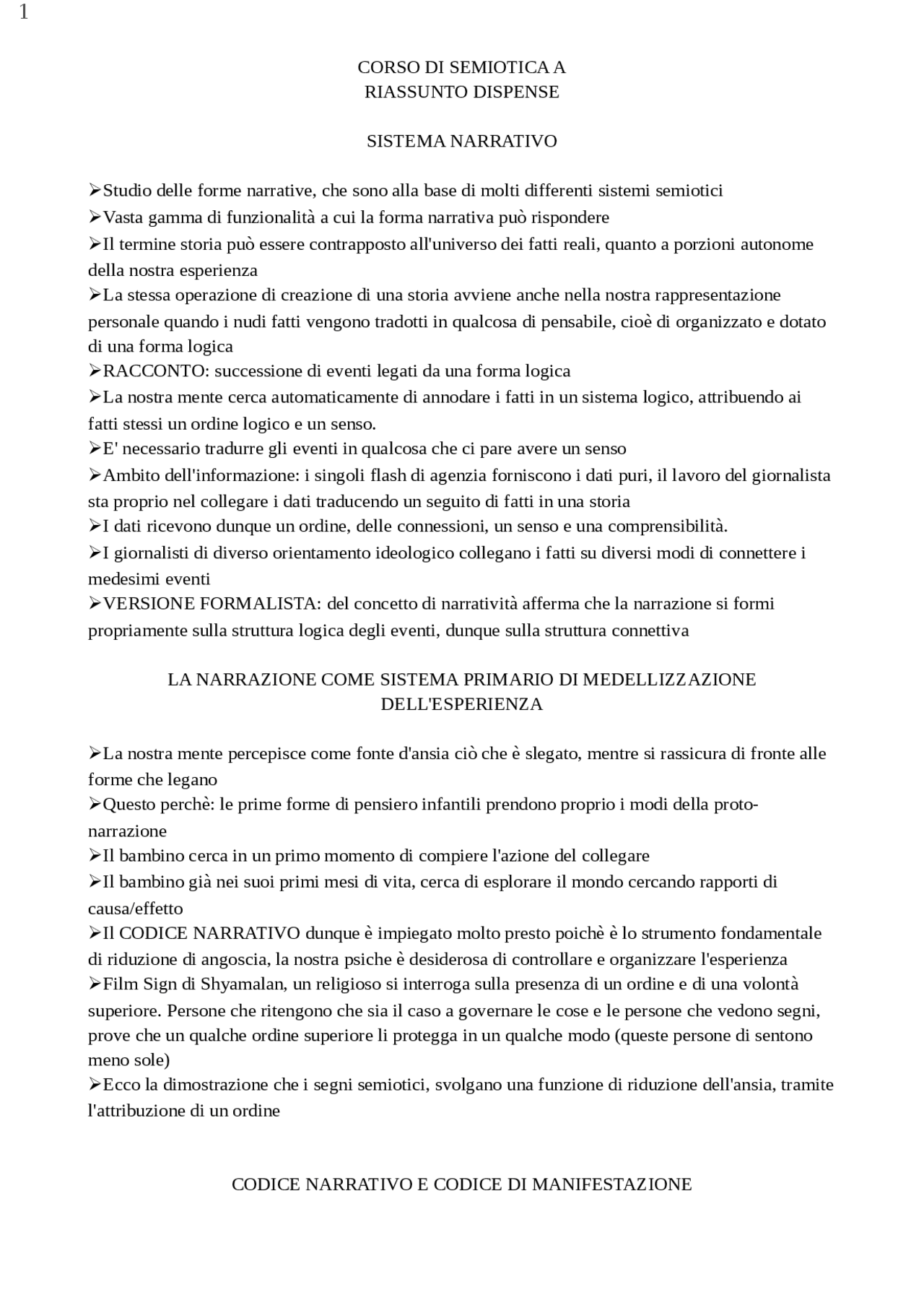 Riassunto Dispense Semiotica Docsity