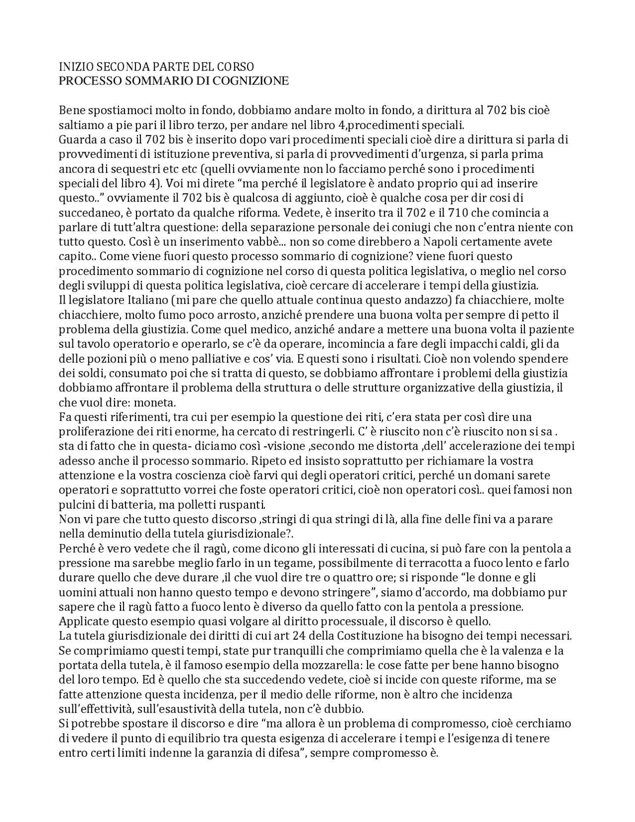 Lezioni Procedura Civile 2 Parte Docsity