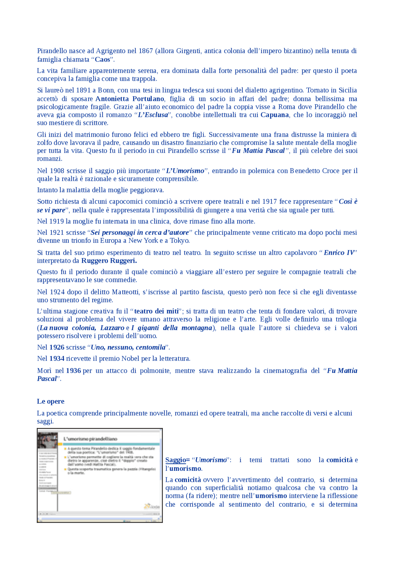 Pirandello Docsity