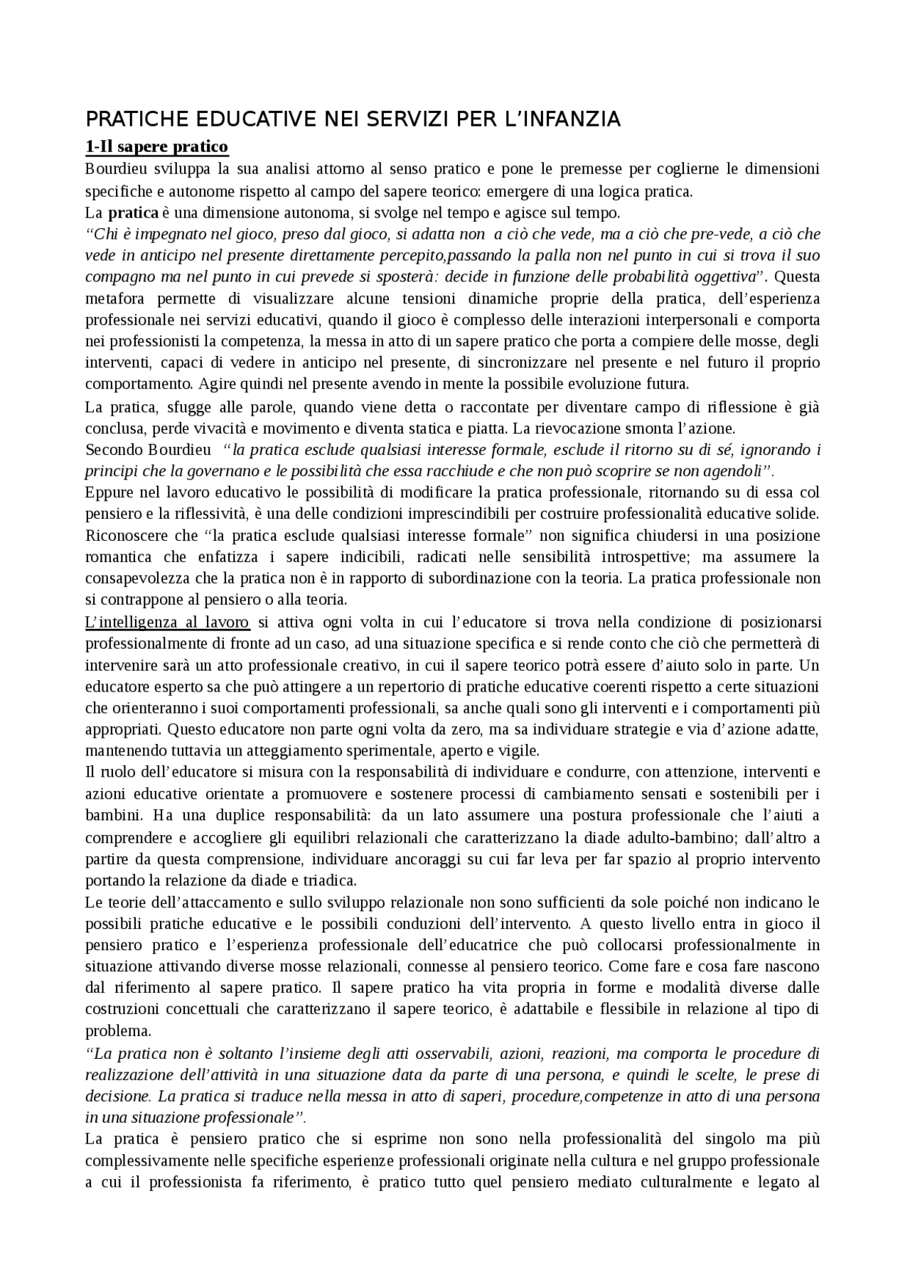 Pratiche Educative Nei Servizi Per Linfanzia Docsity