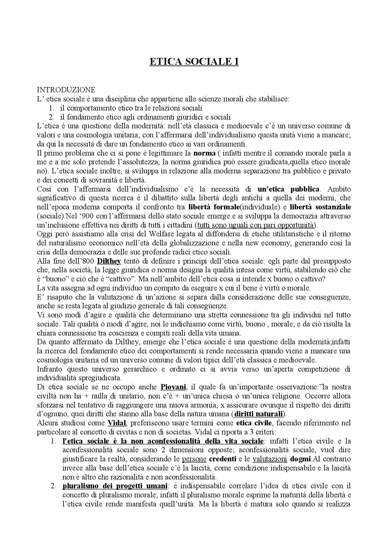 Riassunti Di Etica Sociale Prof Citterio Docsity