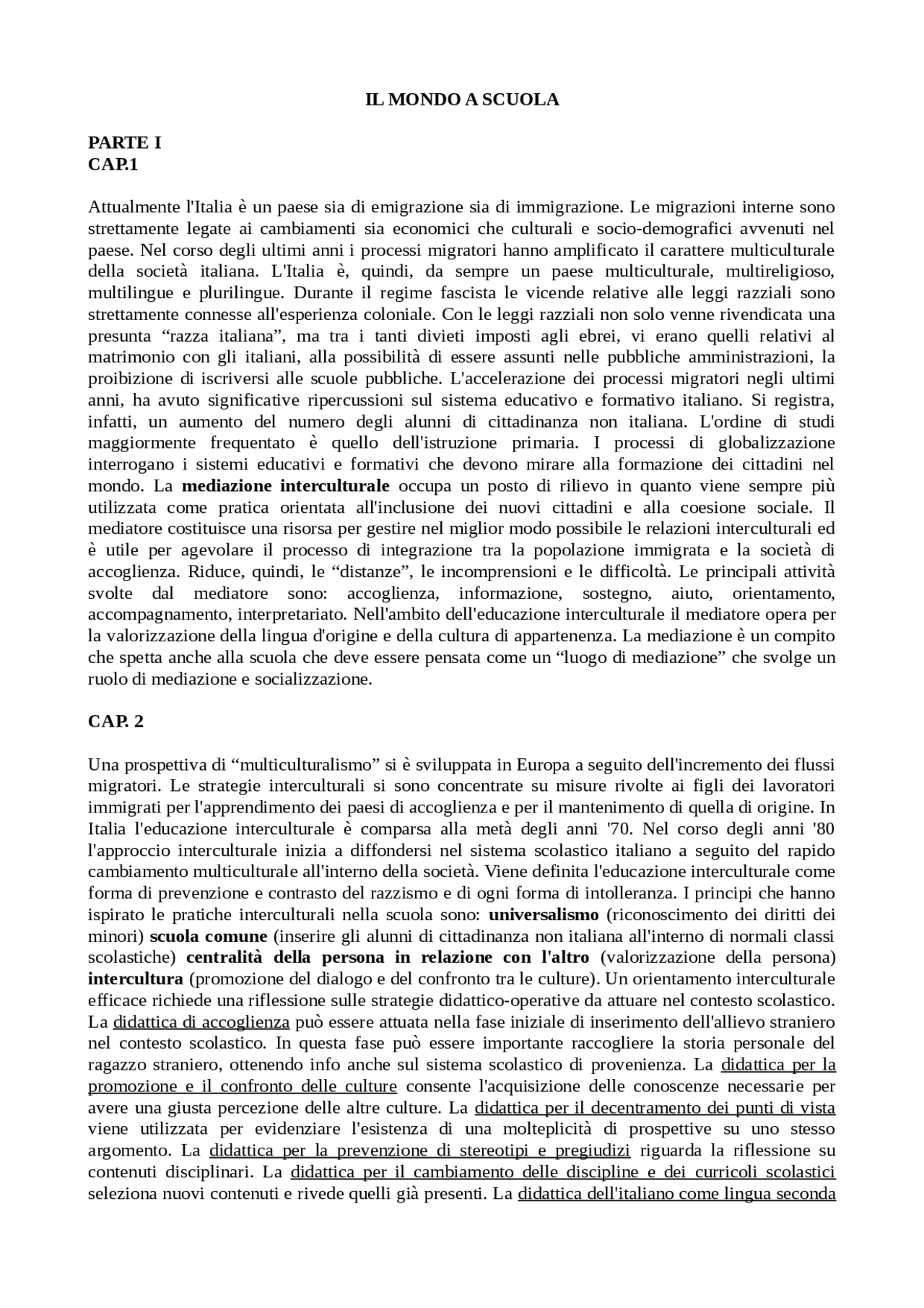 Il Mondo A Scuola Docsity