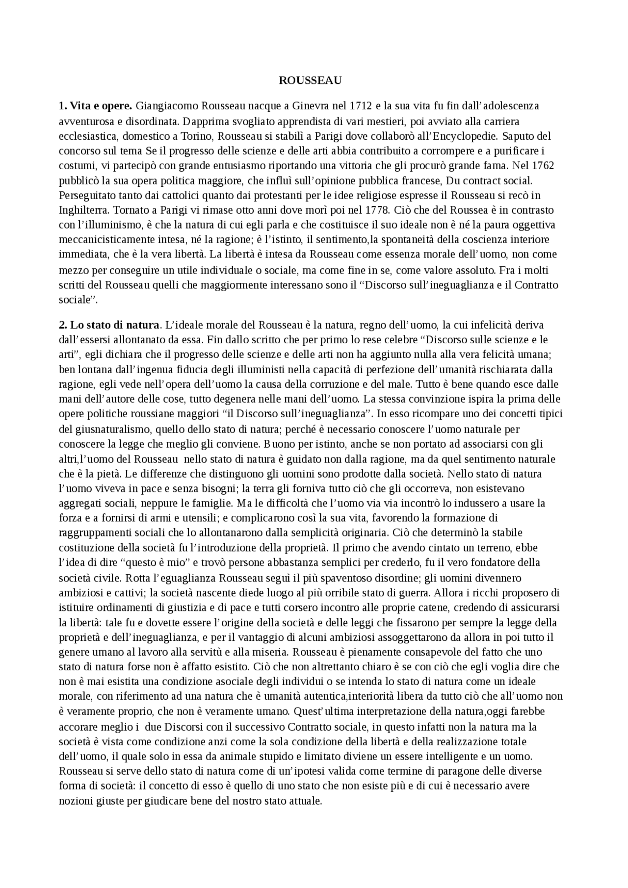 Rousseau Docsity