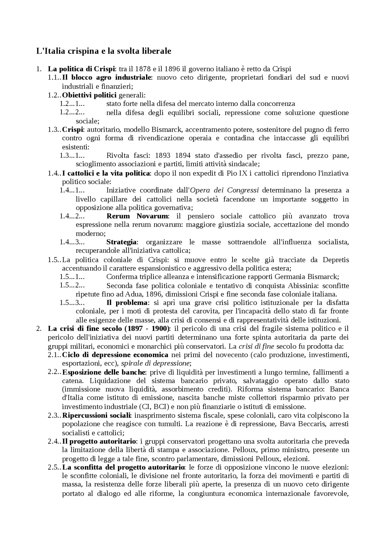 Crispi Giolitti Scheda Docsity