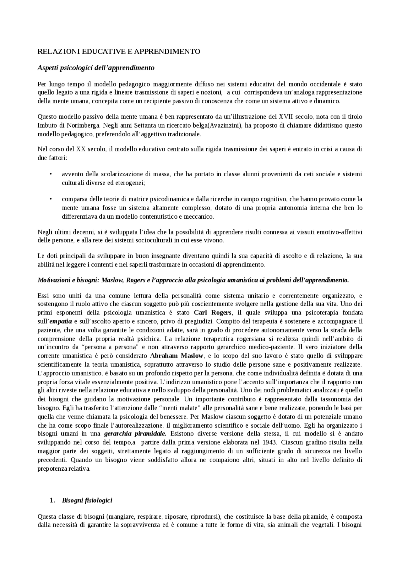 1 Relazioni Educative Ed Apprendimento Docsity