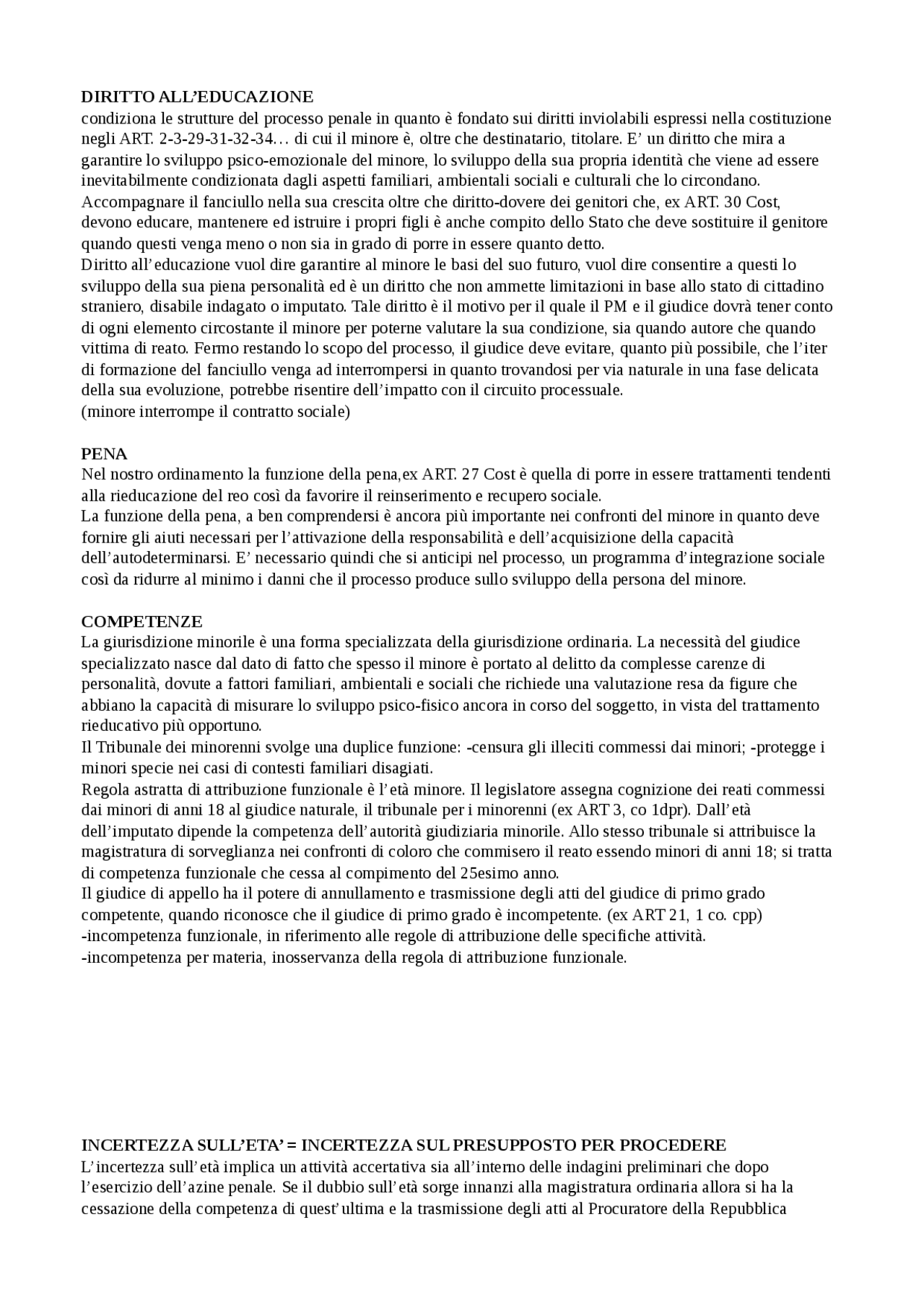 Legislazione Penale Minorile Docsity