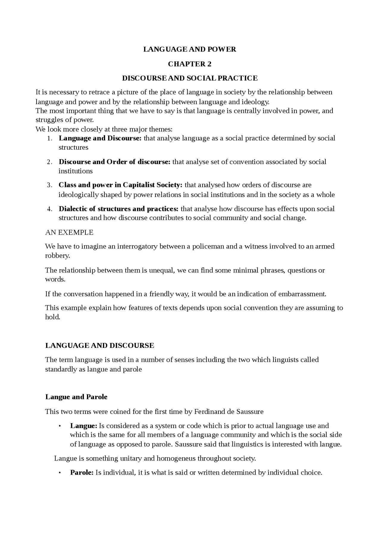 Language And Power Docsity