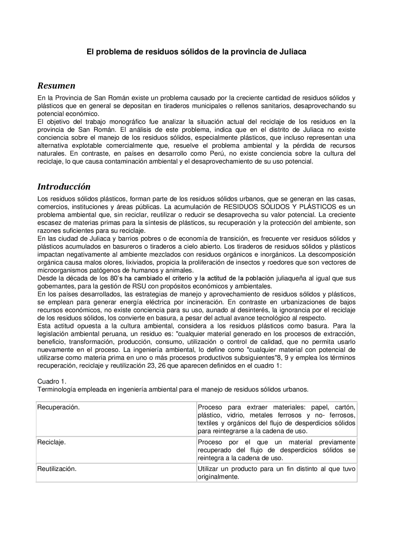 Apuntes Sobre Los Problemas De Los Residuos Sólidos Docsity