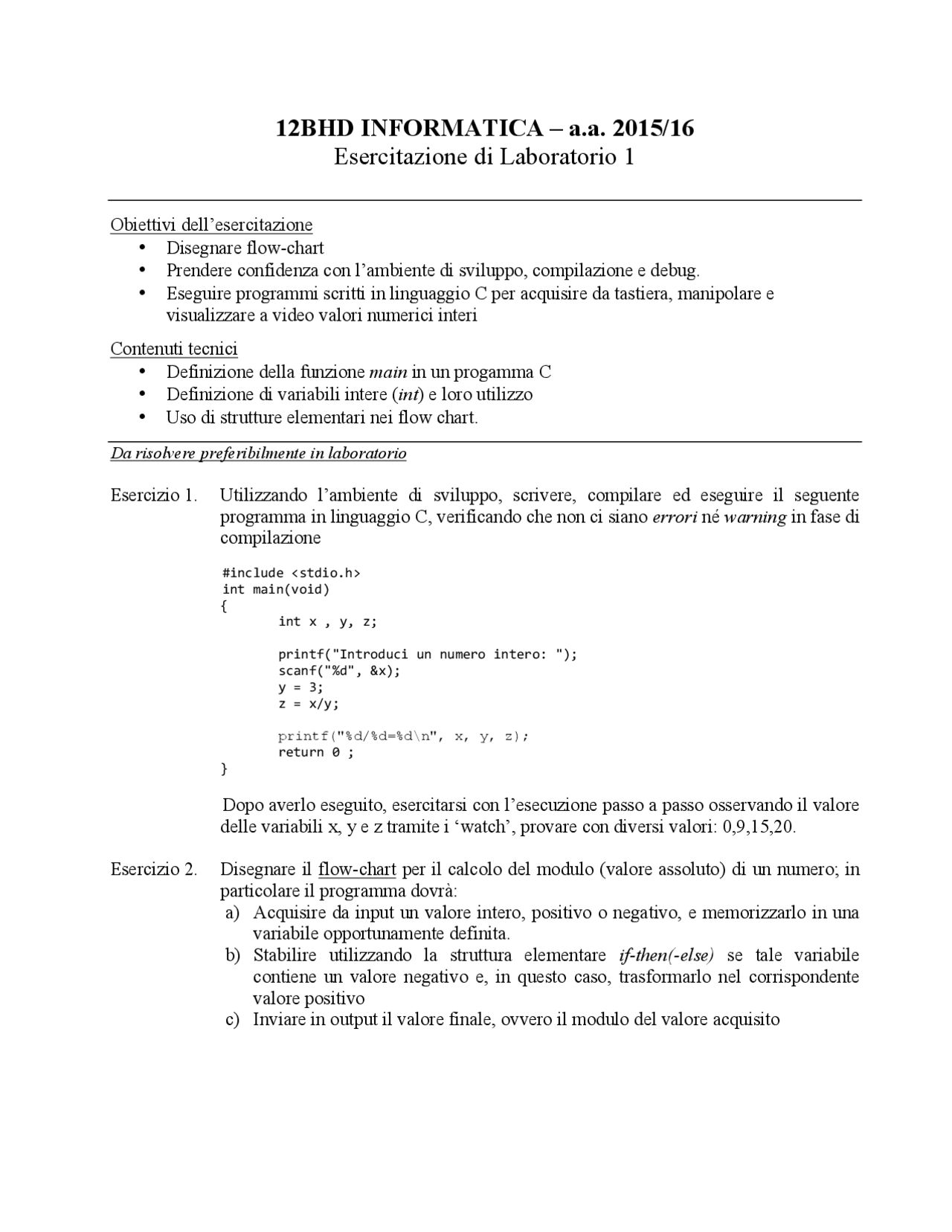 1 Esercitazioni Docsity