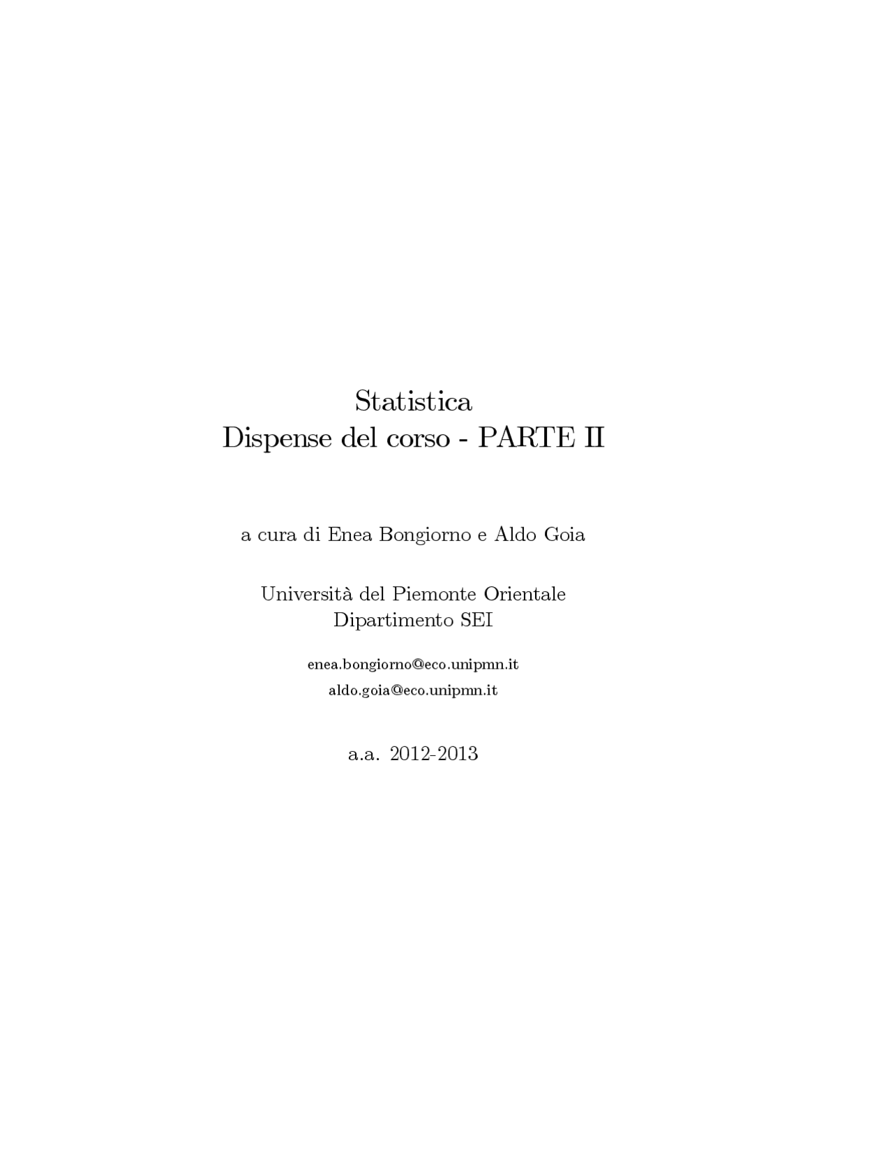 Dispense Statistica Parte 2 Docsity