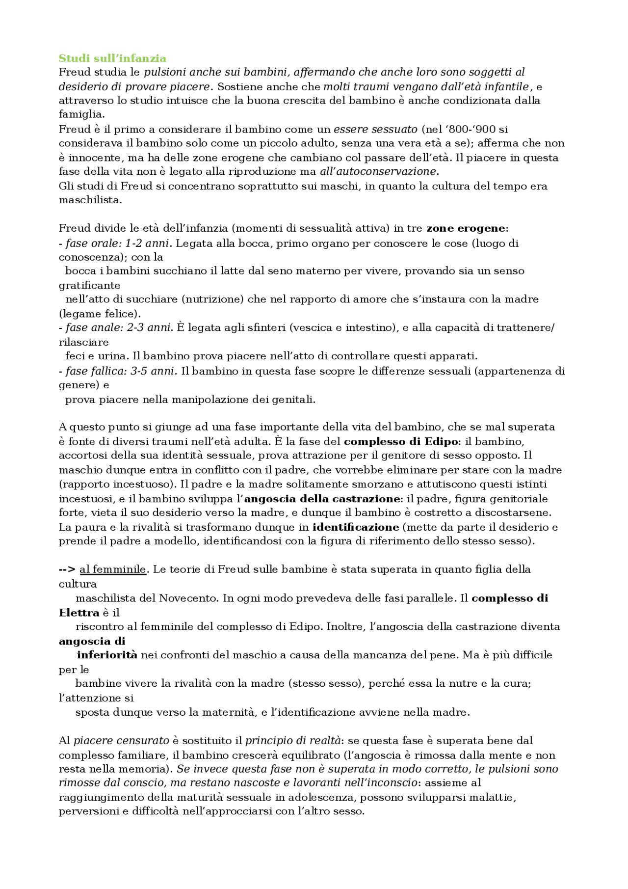 Psicologia Delle Differenze Di Genere Appunti A Zatti Docsity