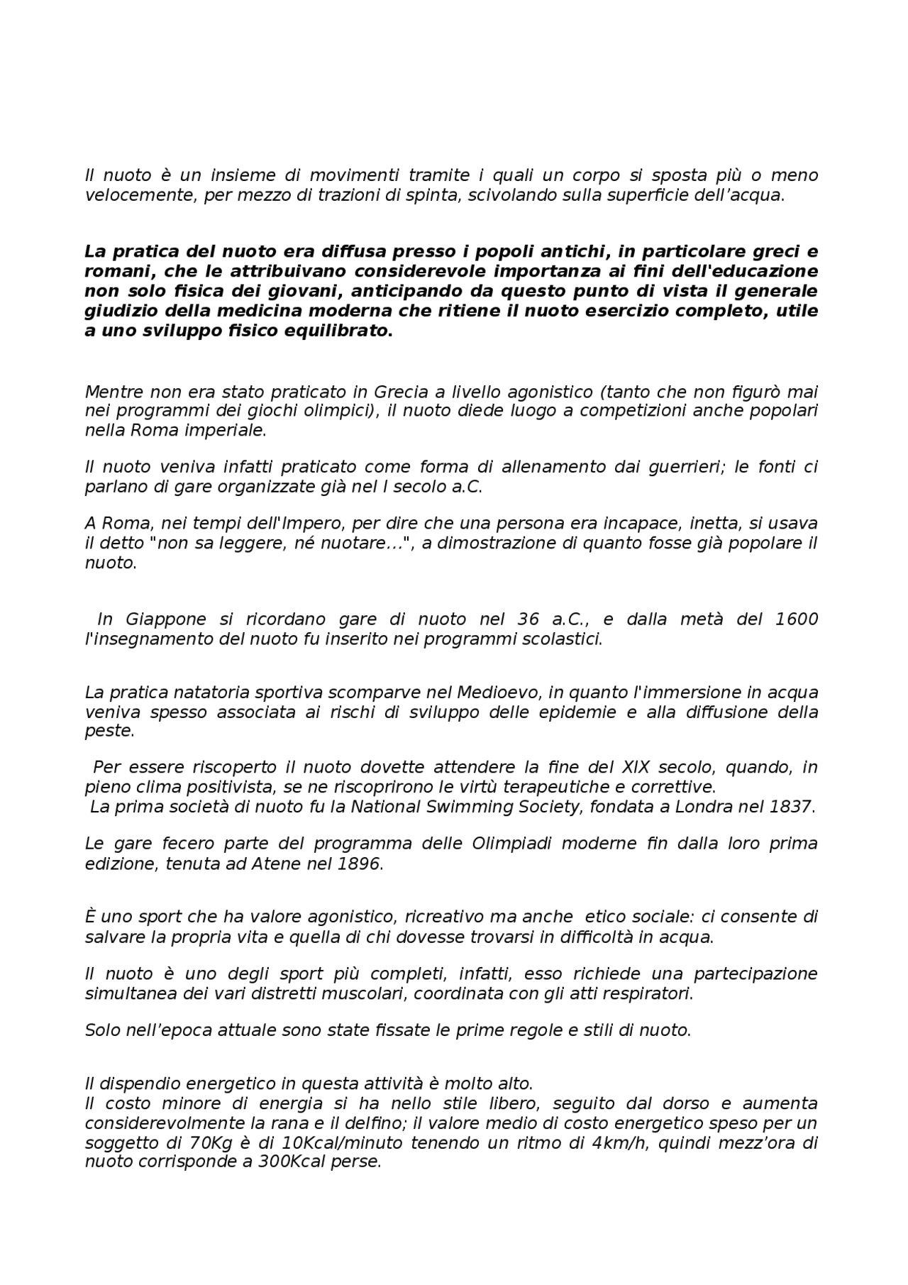 Il Nuoto Docsity
