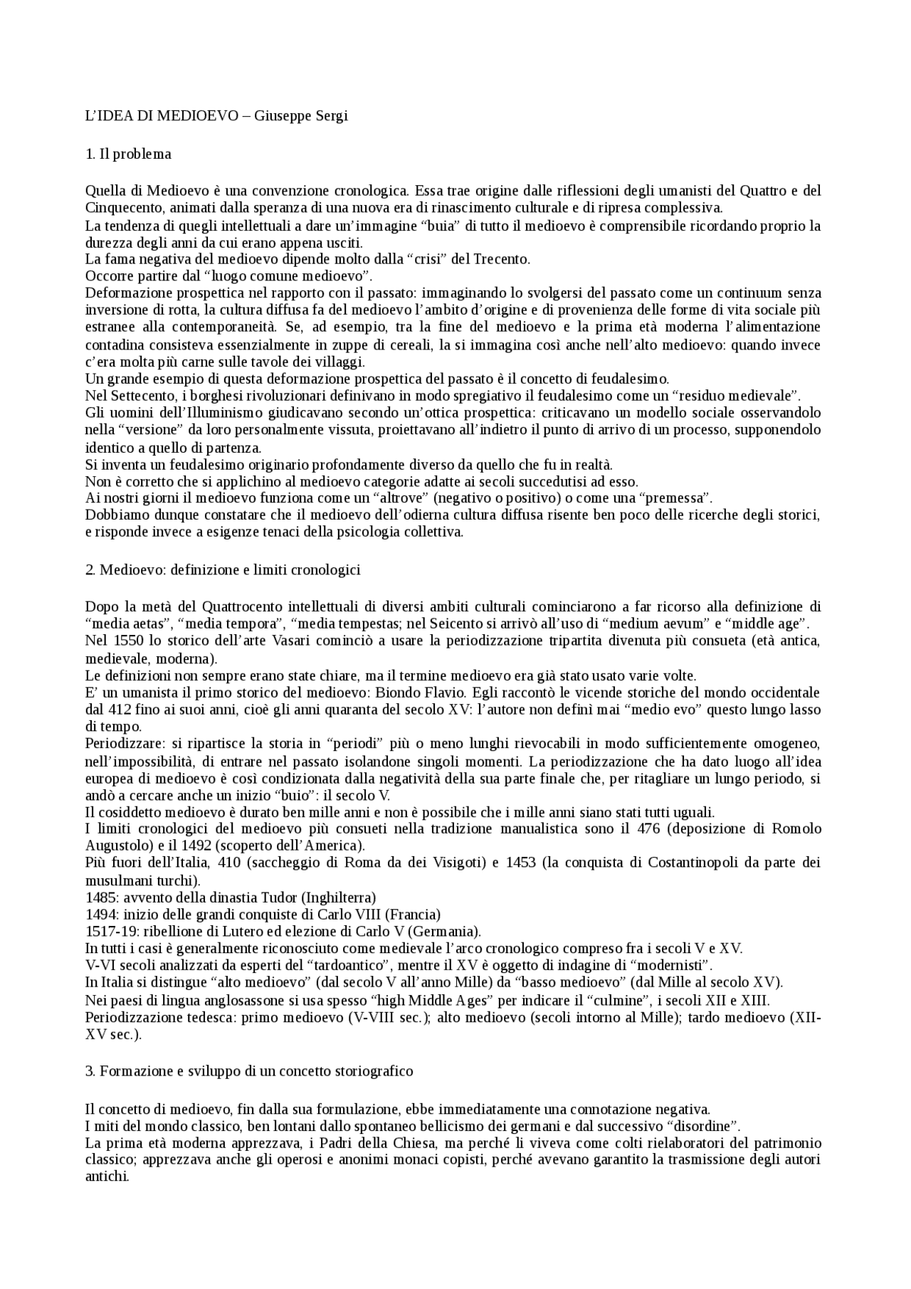 Lidea Di Medioevo Fra Storia E Senso Comune Giuseppe Sergi