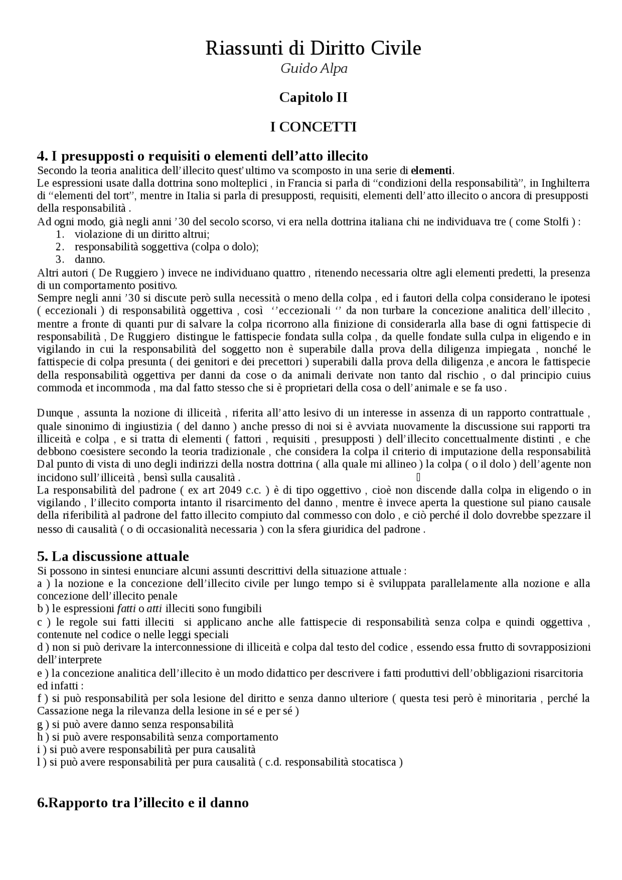La Responsabilità Civile Alpa Docsity