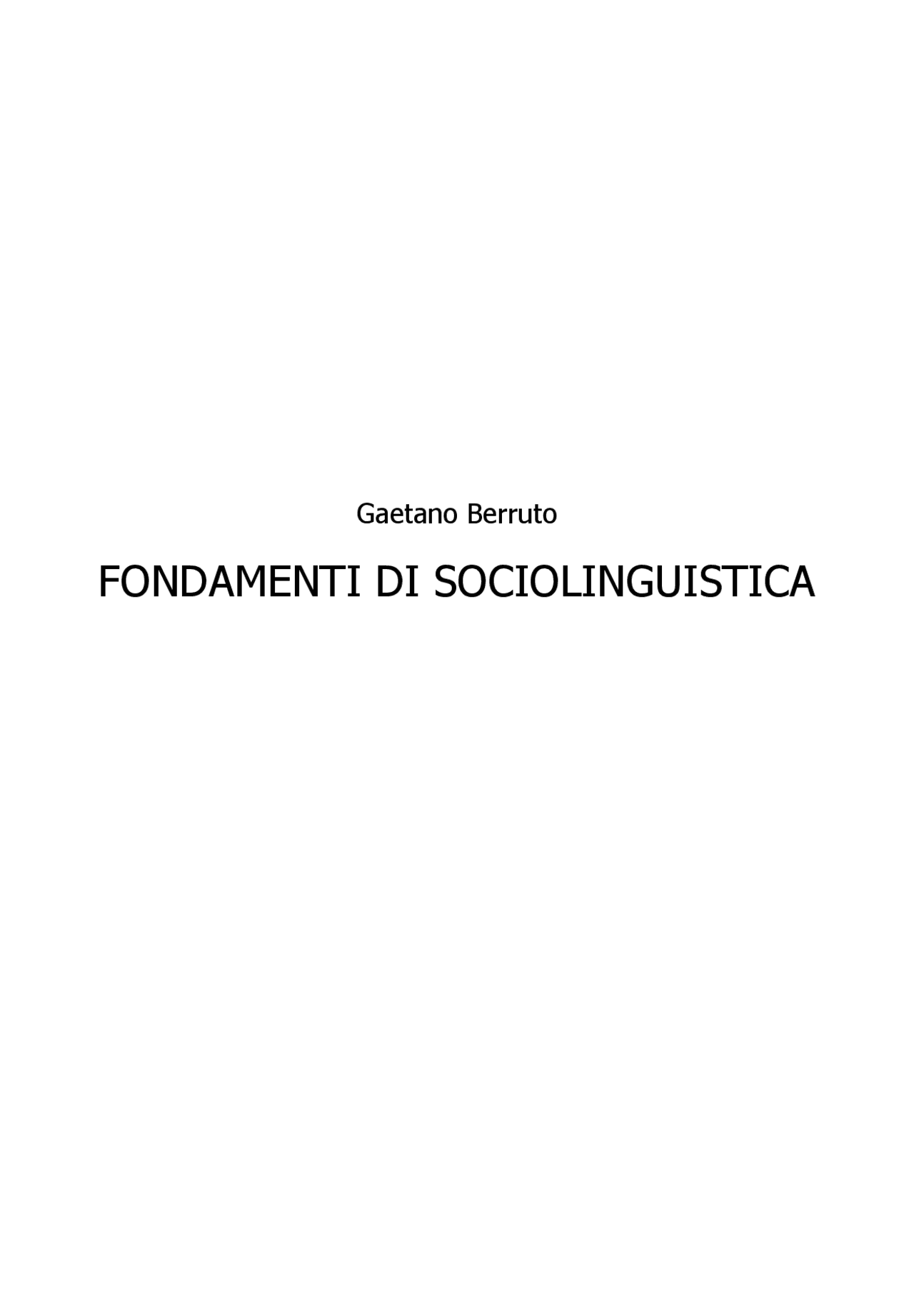 Fondamenti Di Sociolinguistica Berruto Docsity