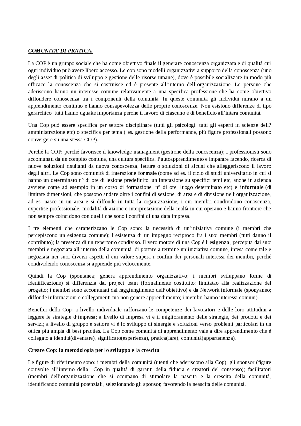 Comunità Di Pratica Docsity
