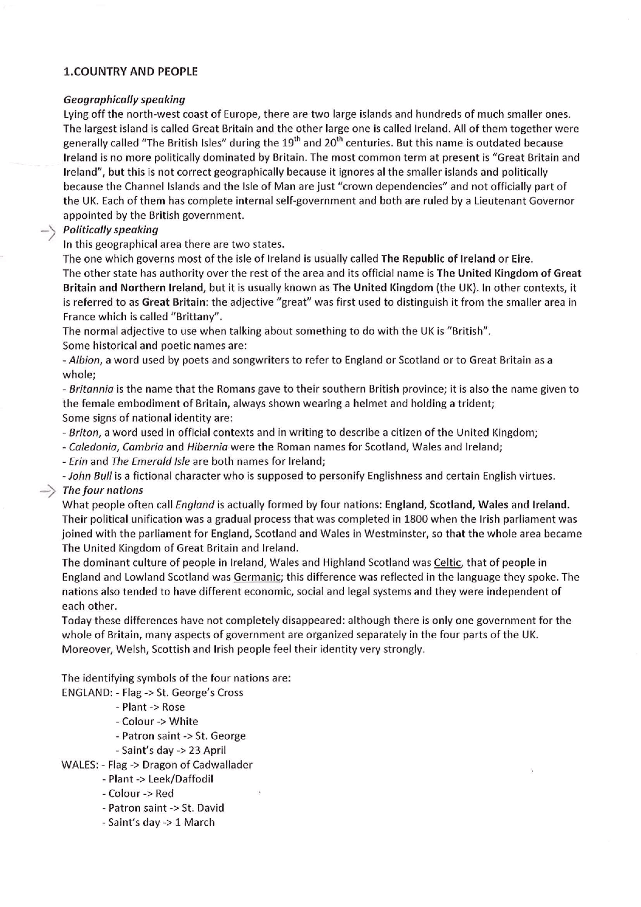 Riassunto Britain For Learners Of English Docsity