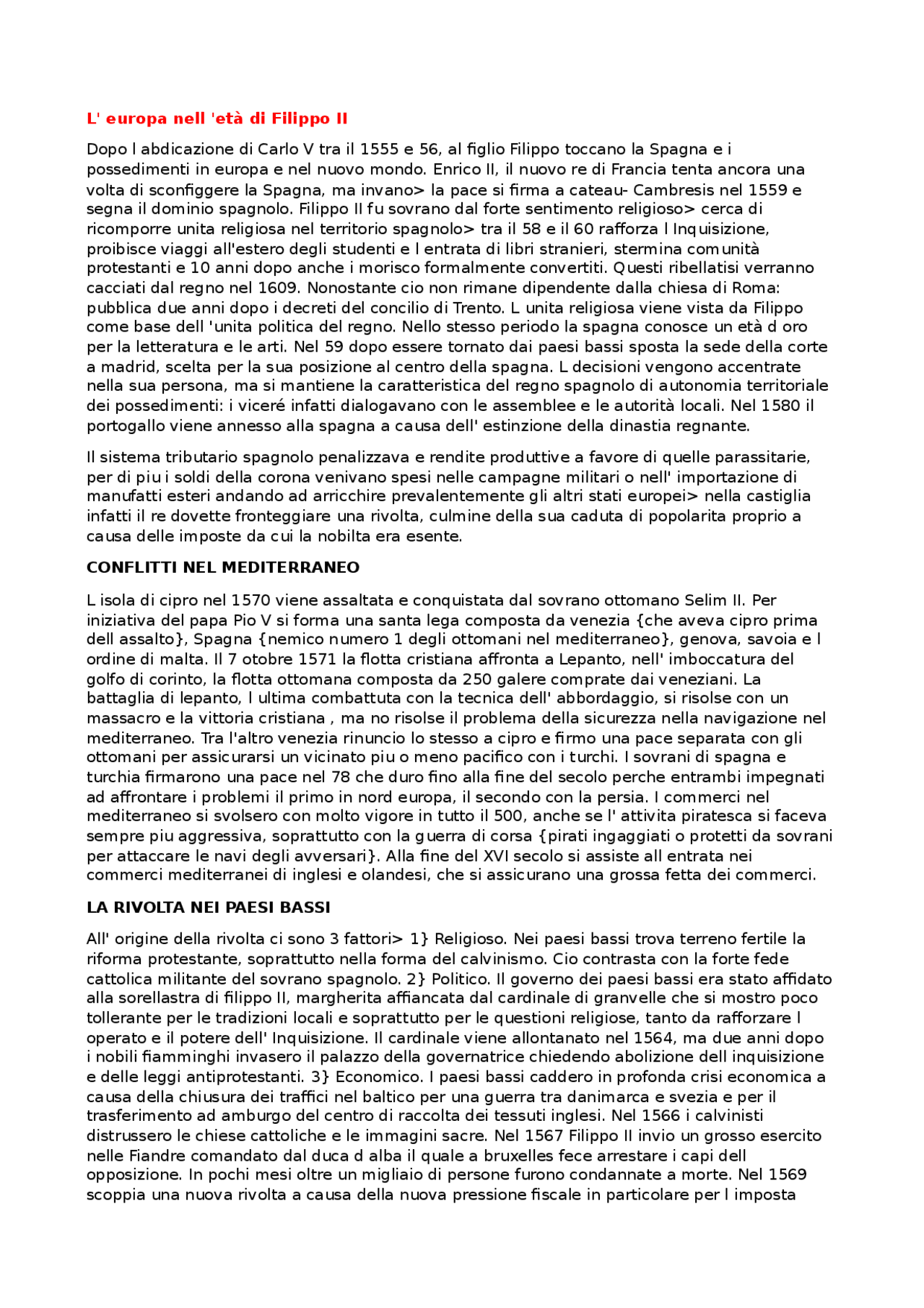 Filippo Ii Docsity