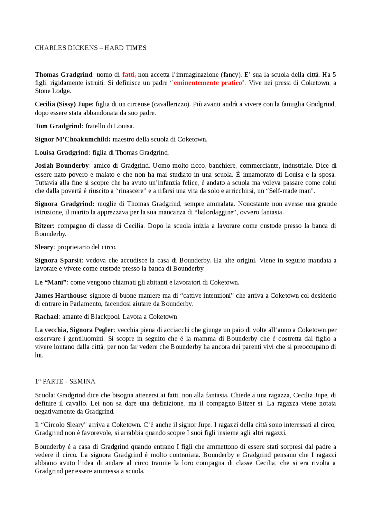 Hard Times (Tempi Difficili) Dickens - riassunto italiano | Appunti di ...