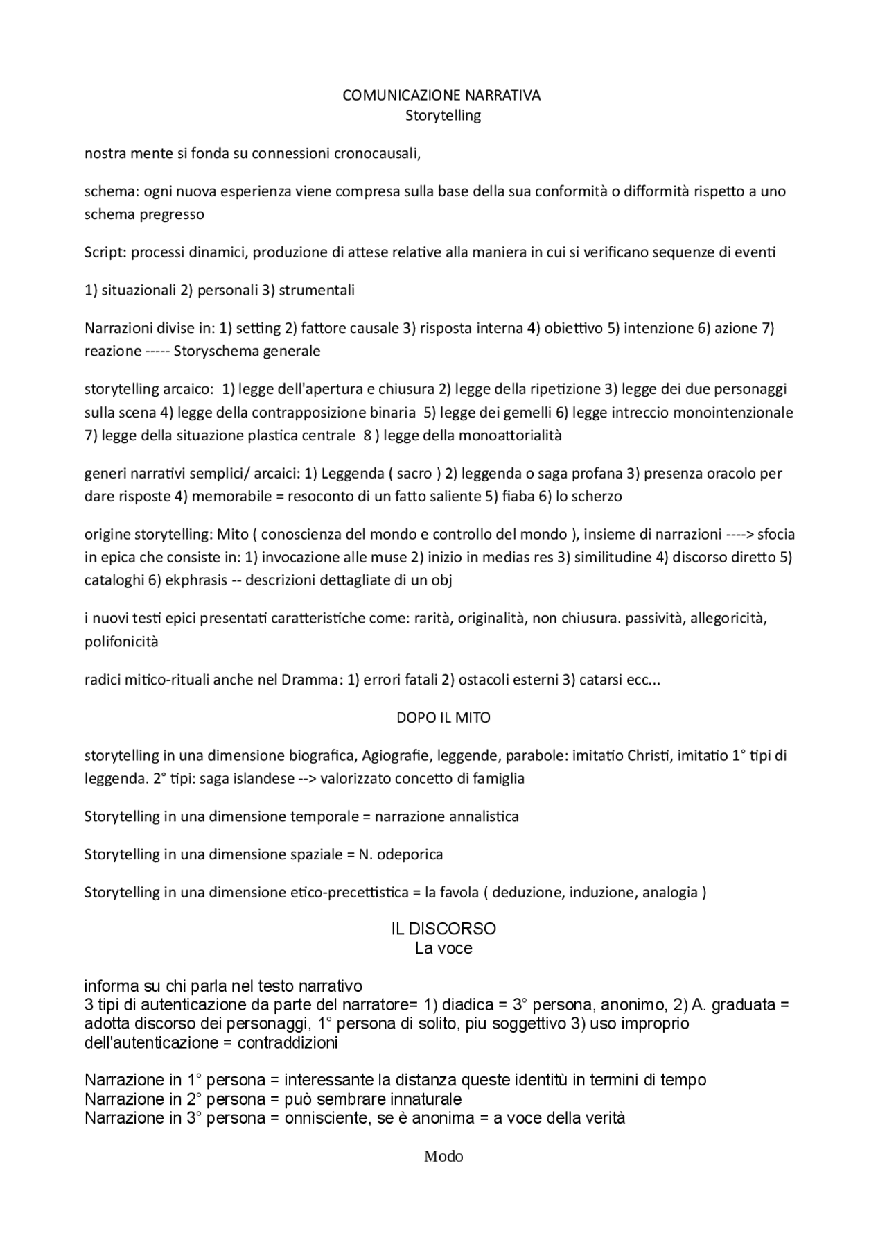 Riassunto Di Comunicazione Narrativa Stefano Calabrese Docsity