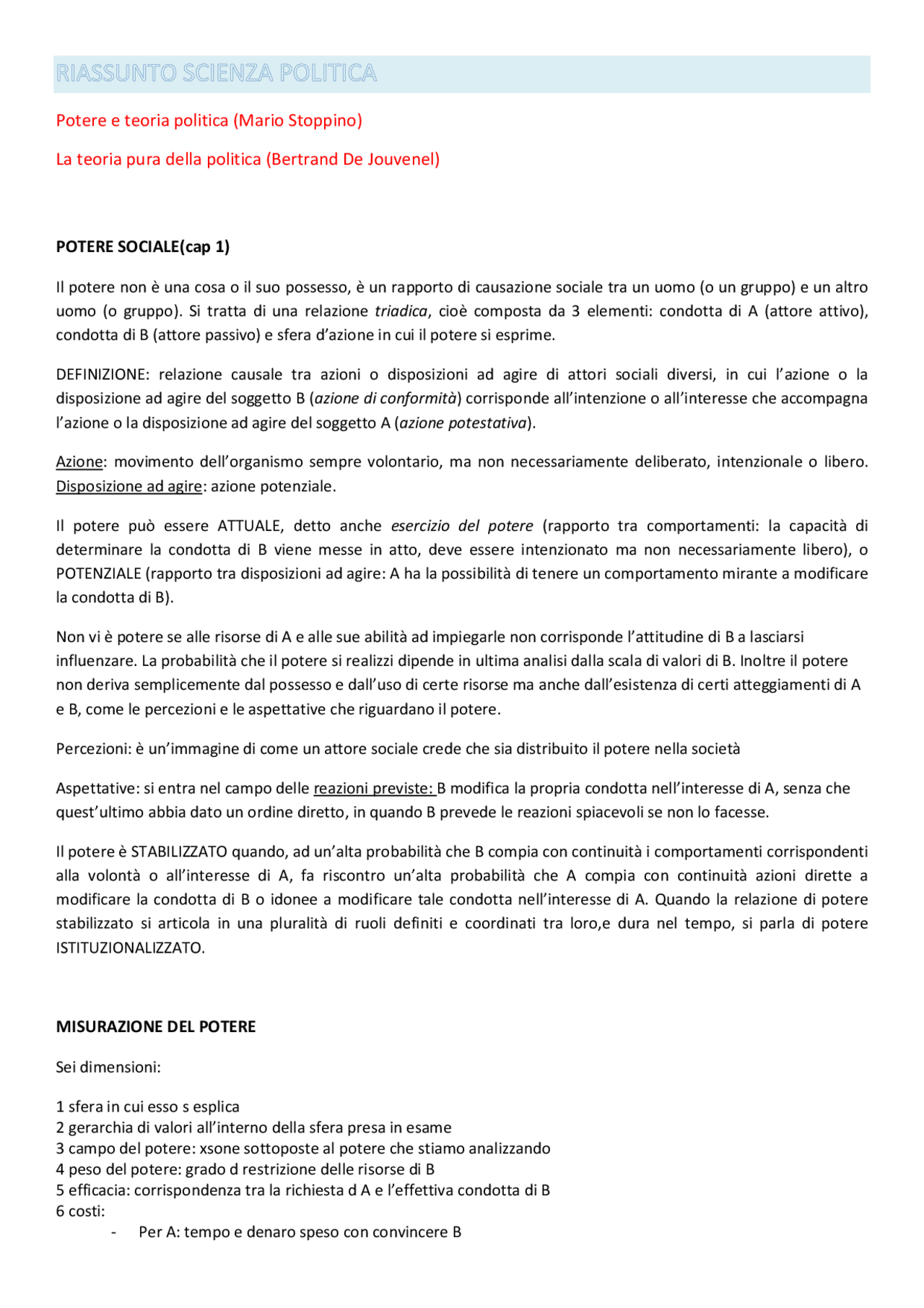 Riassunto Scienza Politica Pdf Docsity