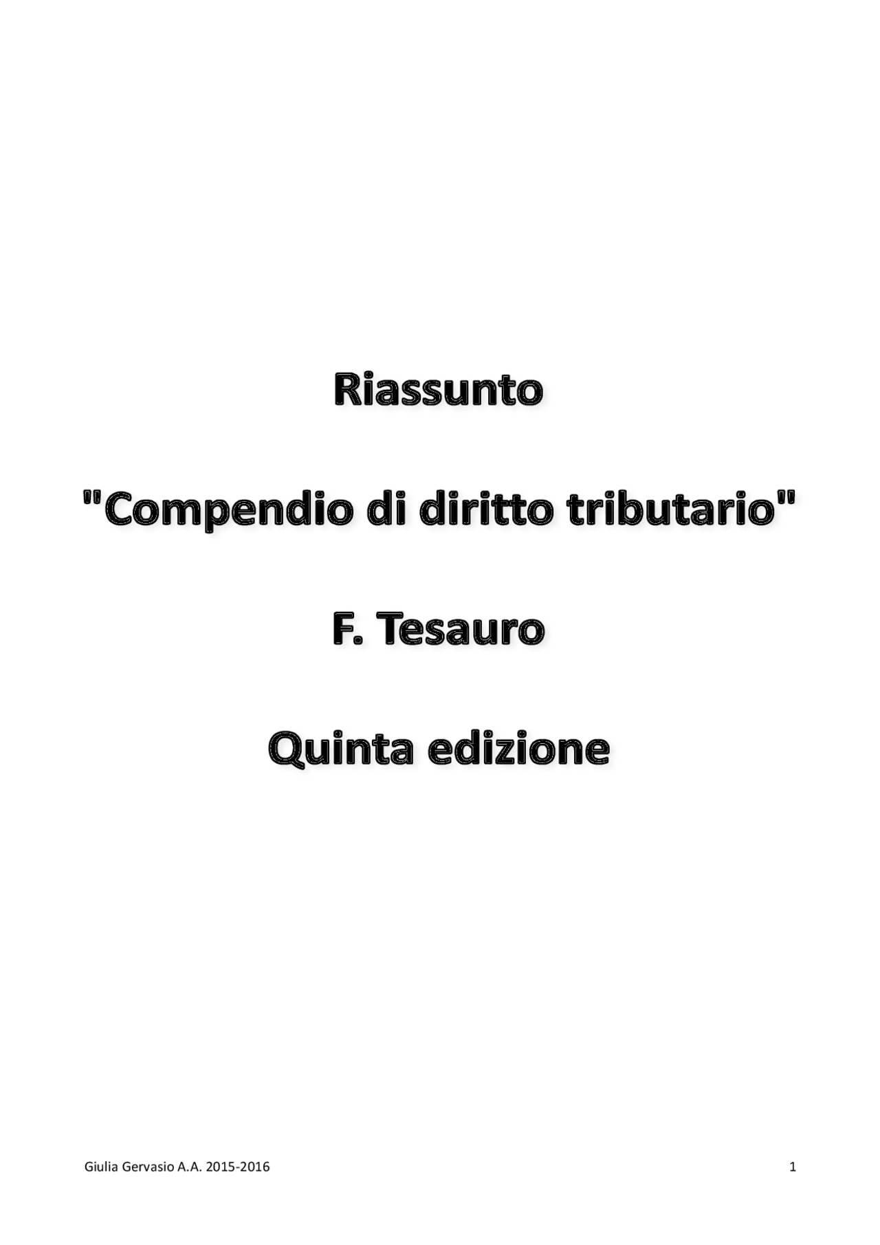 Compendio Di Diritto Tributario Tesauro Docsity
