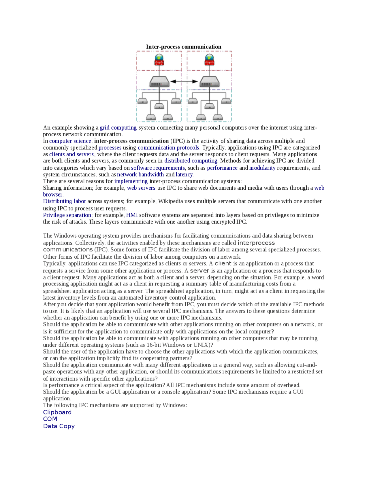 Ipc Inter process communicatiom - Docsity