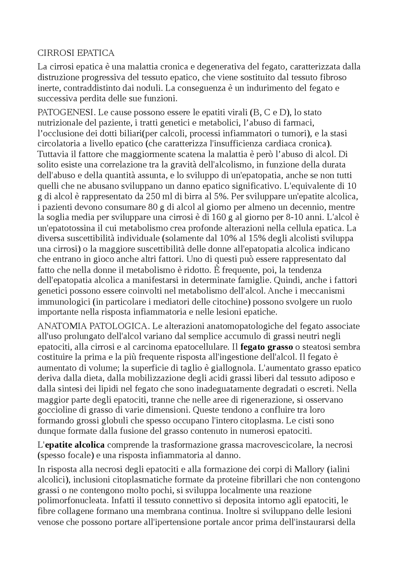 Cirrosi Epatica Docsity