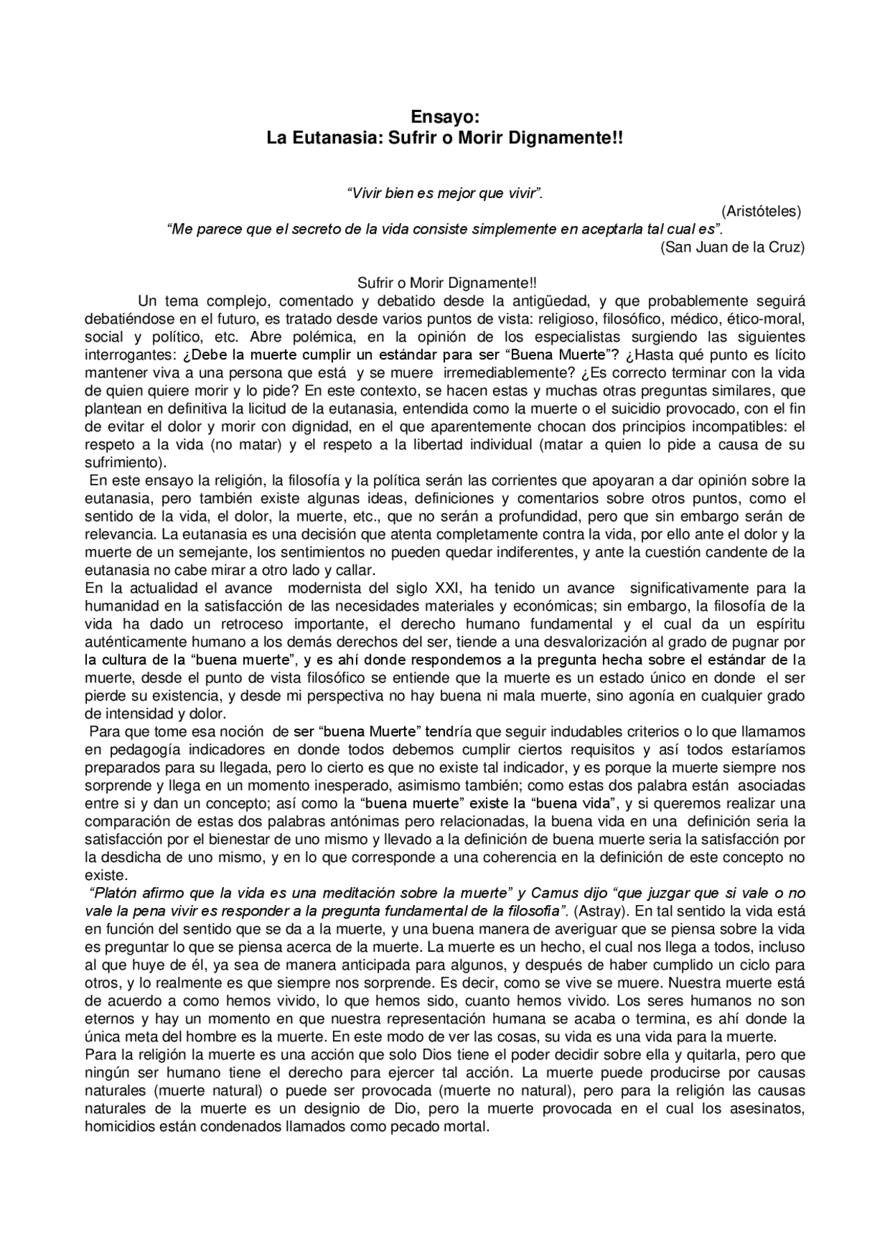 Apuntes Sobre La Eutanasia Parte 4 Docsity