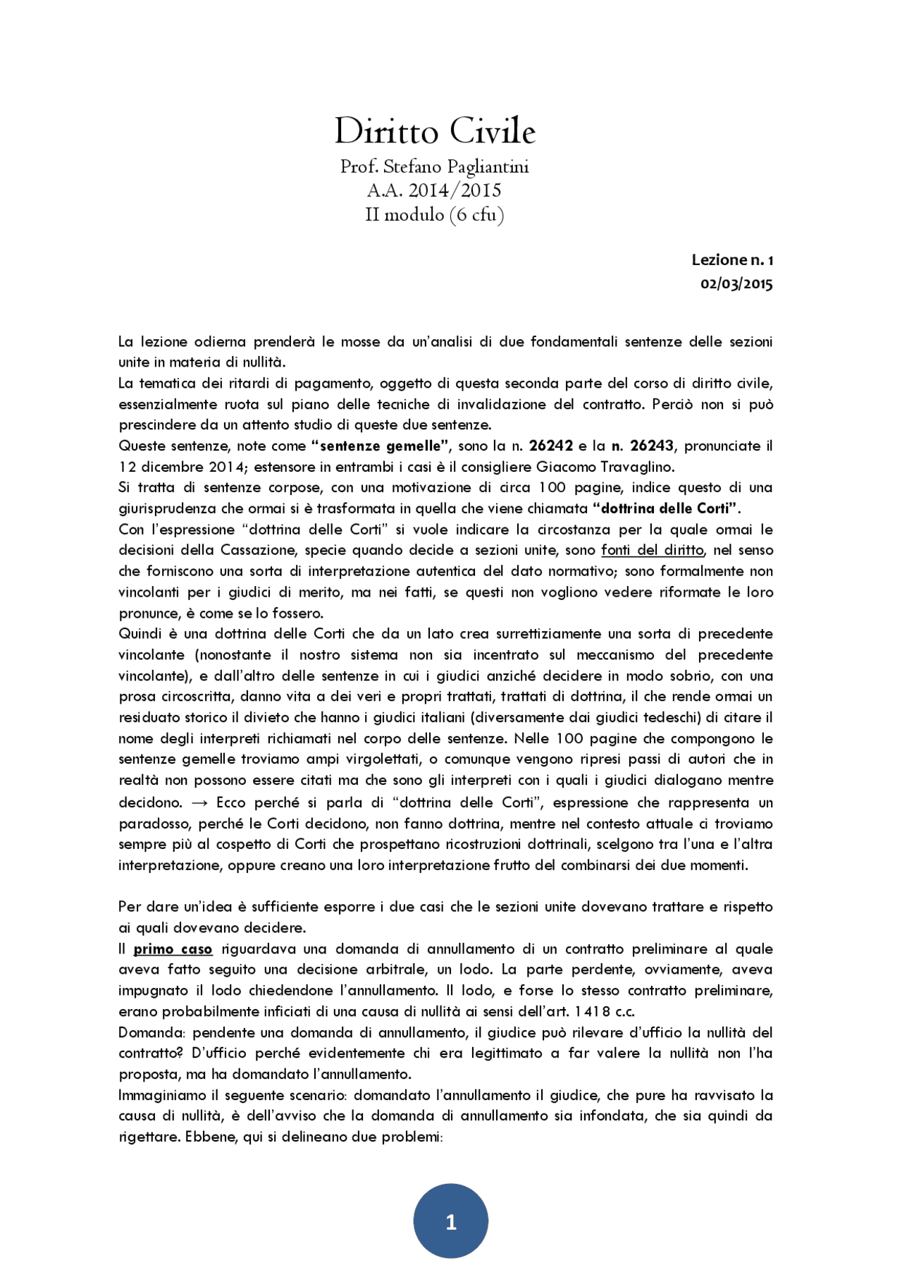 Lezioni Di Diritto Civile Prof Pagliantini Ii Modulo Docsity
