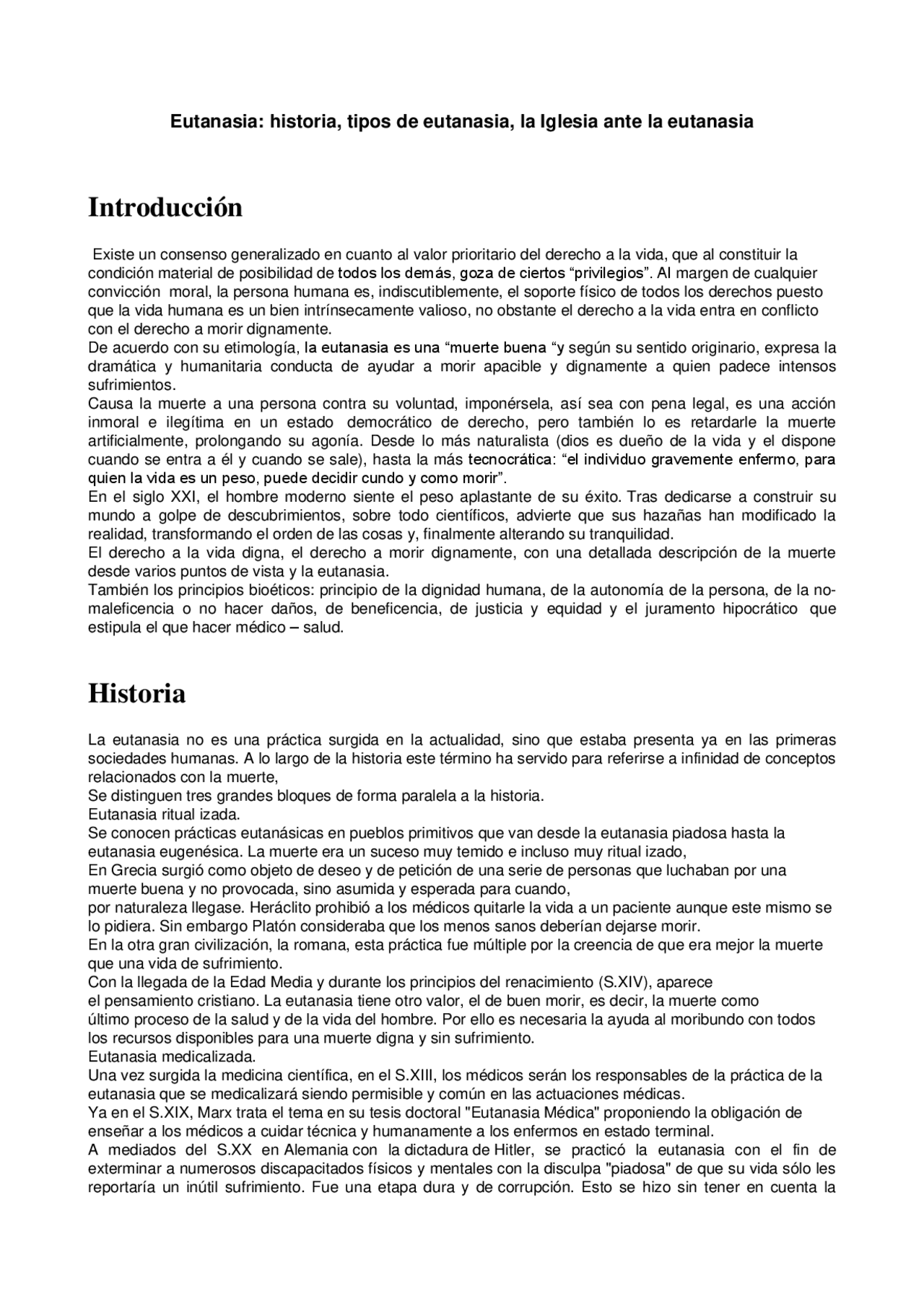 Apuntes Sobre Los Tipos De Eutanasia Docsity