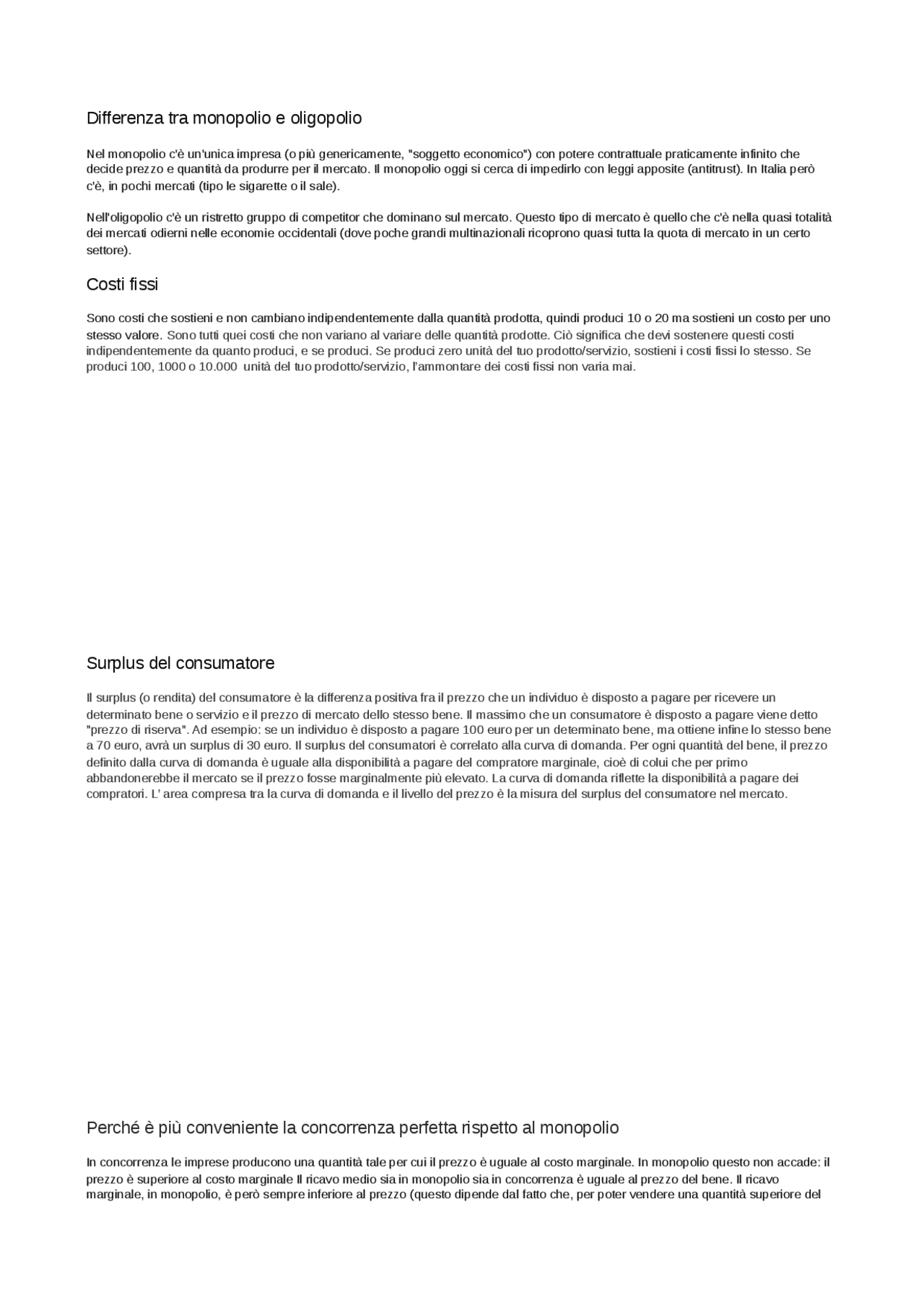 Lista Domande E Risposte Principali Microeconomia Con Grafici Schemi