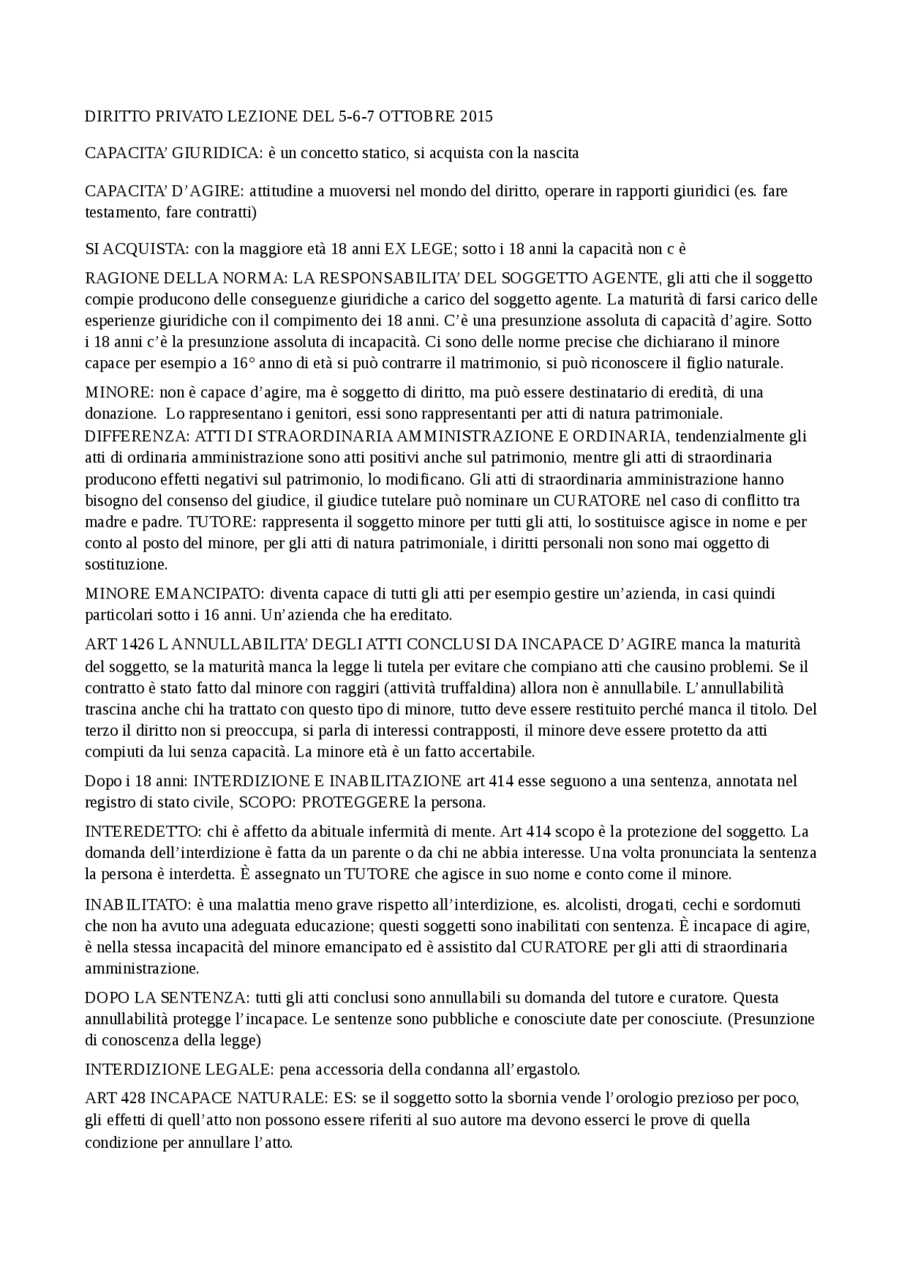 Lezioni Diritto Privato Docsity