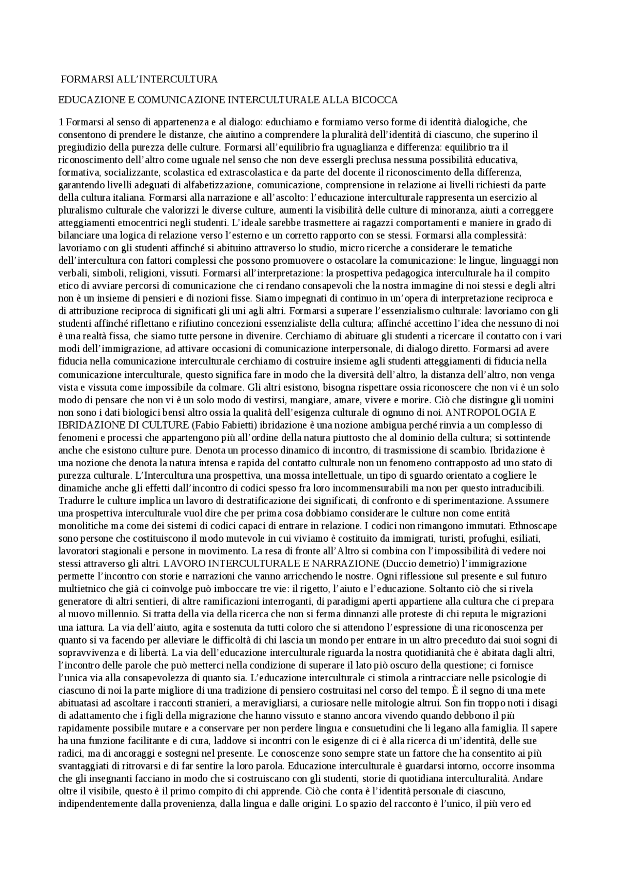 Educazione E Comunicazione Interculturale Docsity