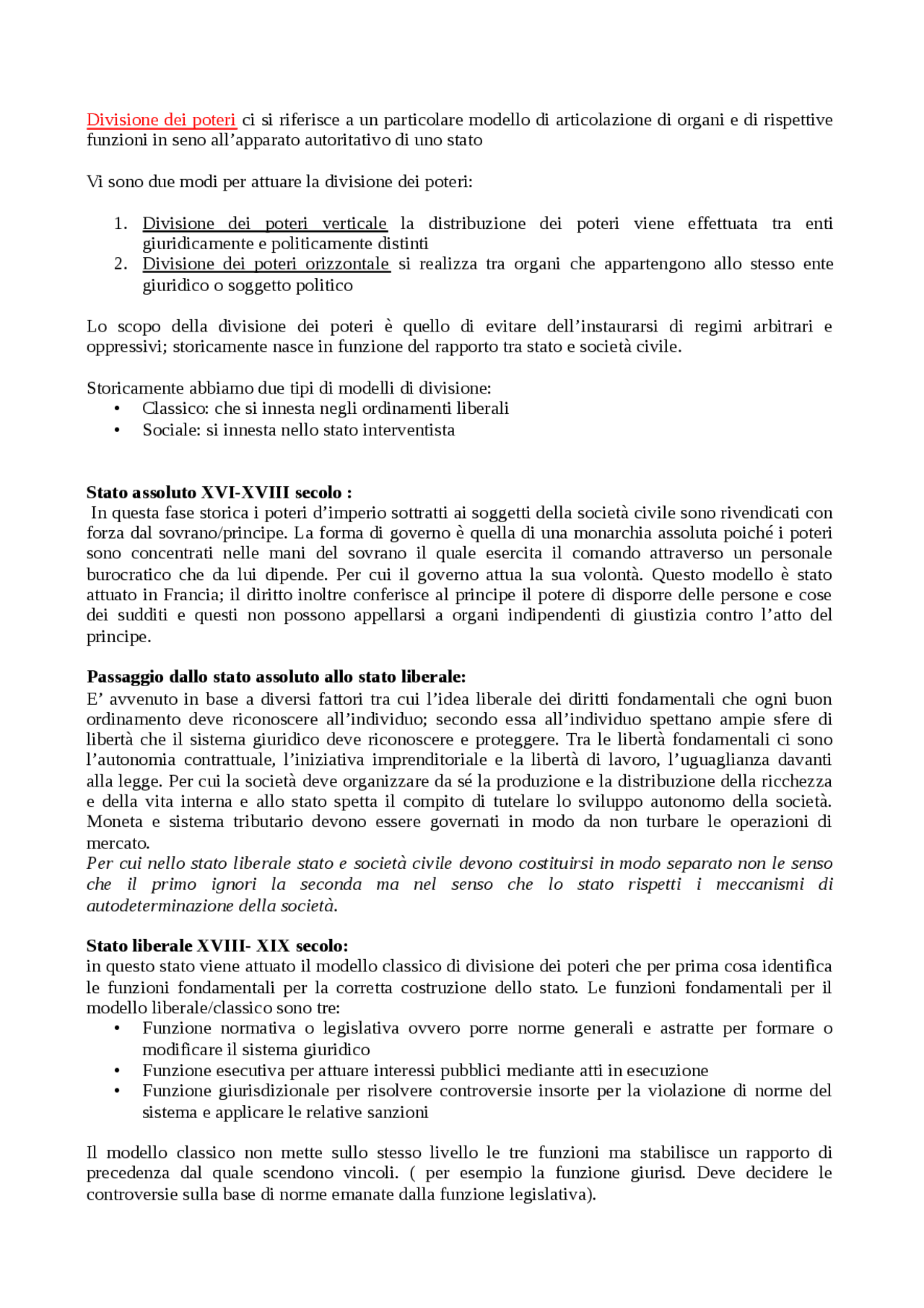 Divisione Dei Poteri Bognetti Docsity
