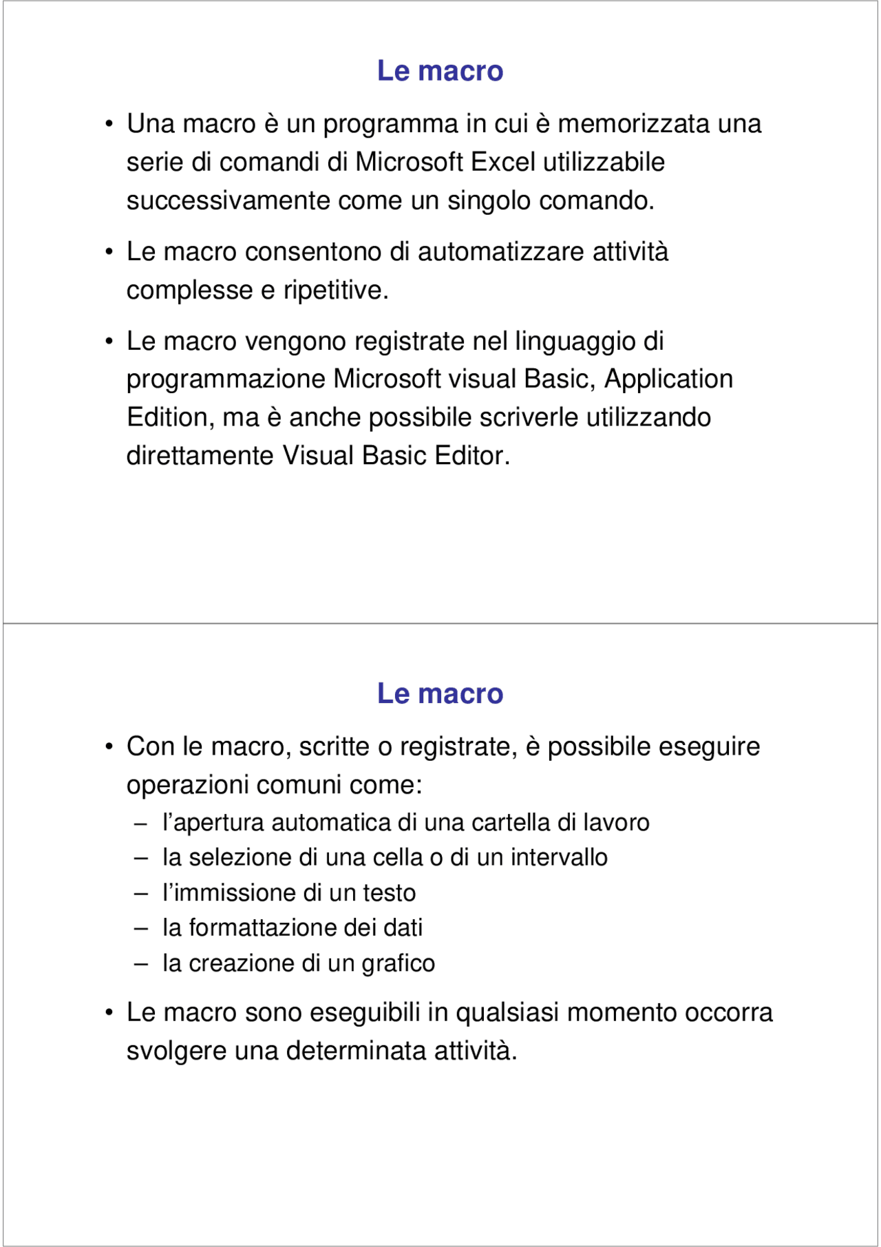 Excel Macro Docsity