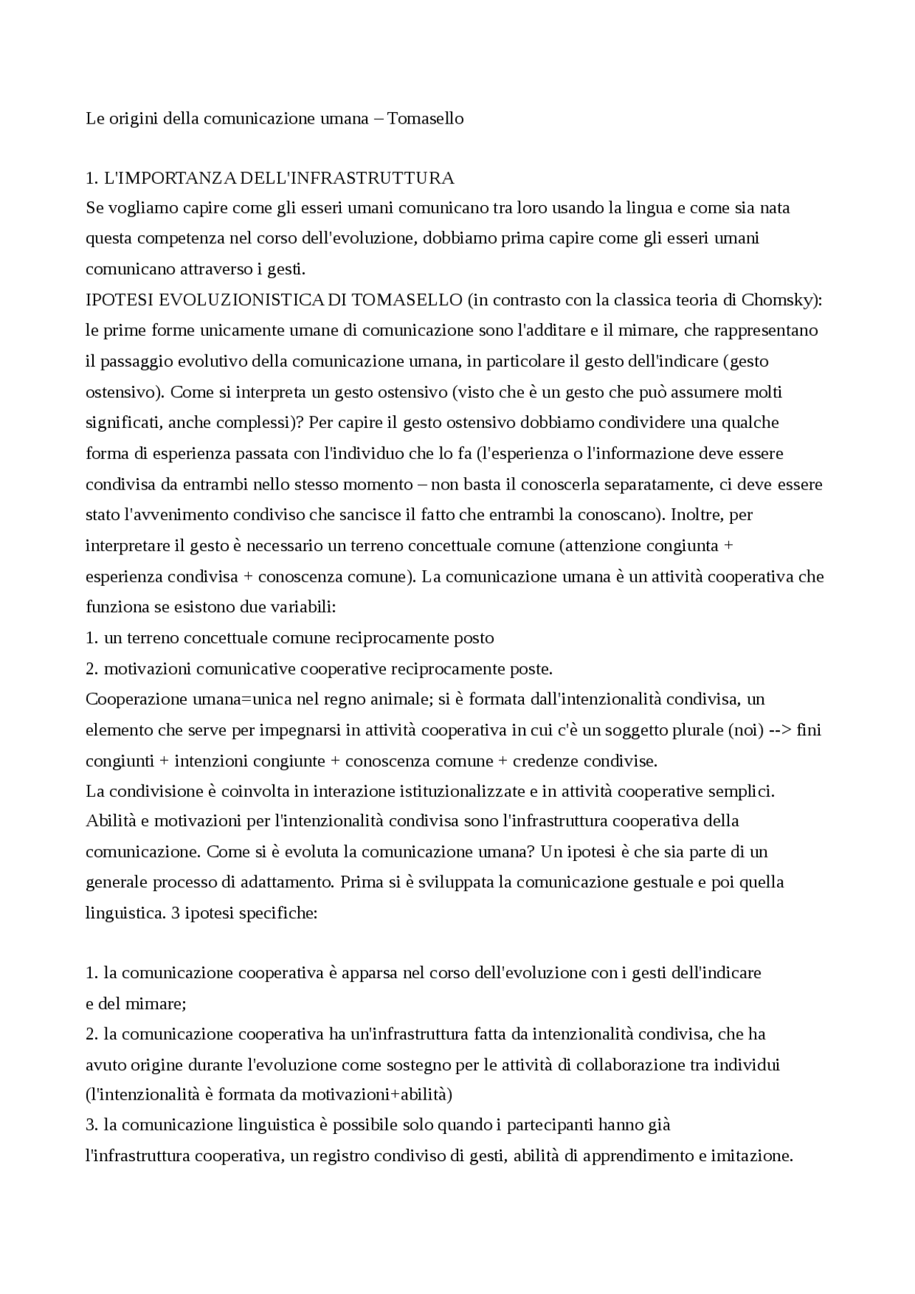 Le Origini Della Comunicazione Umana 1 Docsity