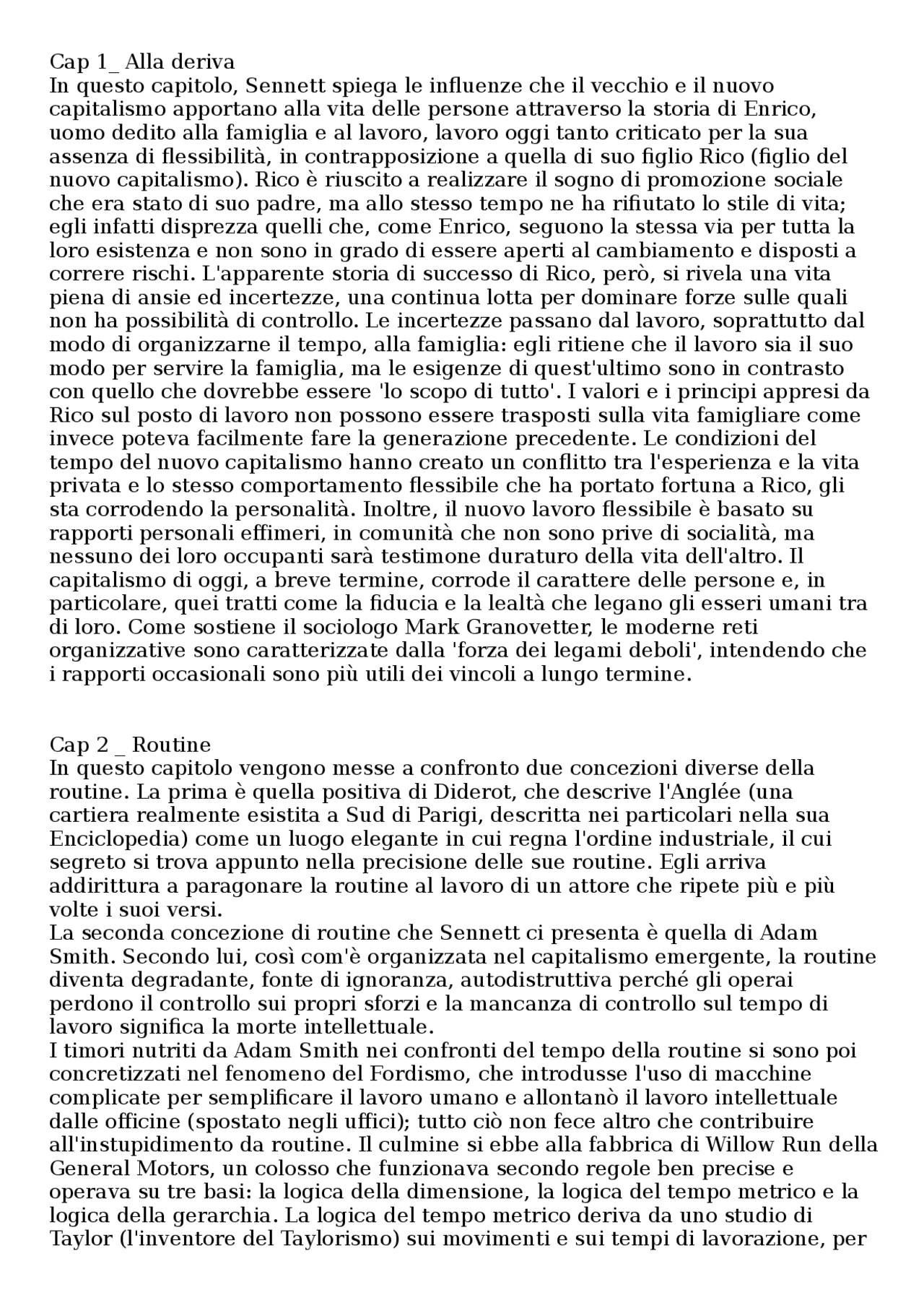 Richard Sennett Luomo Flessibile Docsity