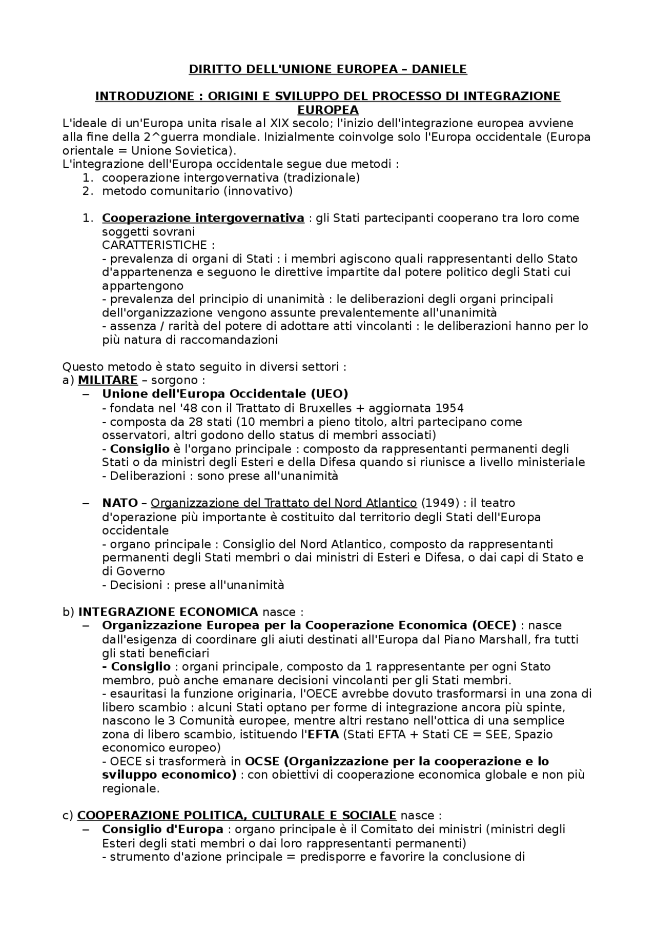 Diritto Ue Daniele Docsity